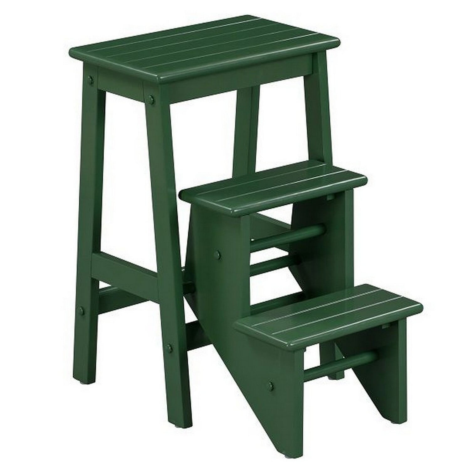 Benjara Irvin 24 Inch 3 Level Wood Step Stool, Plank Top, Safety Latch ...