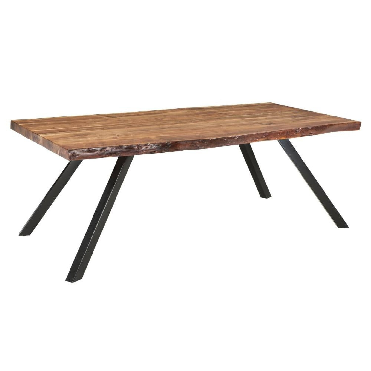 Benjara Isla 80 Inch Acacia Wood Dining Table, Live Edges, Brown, Black ...