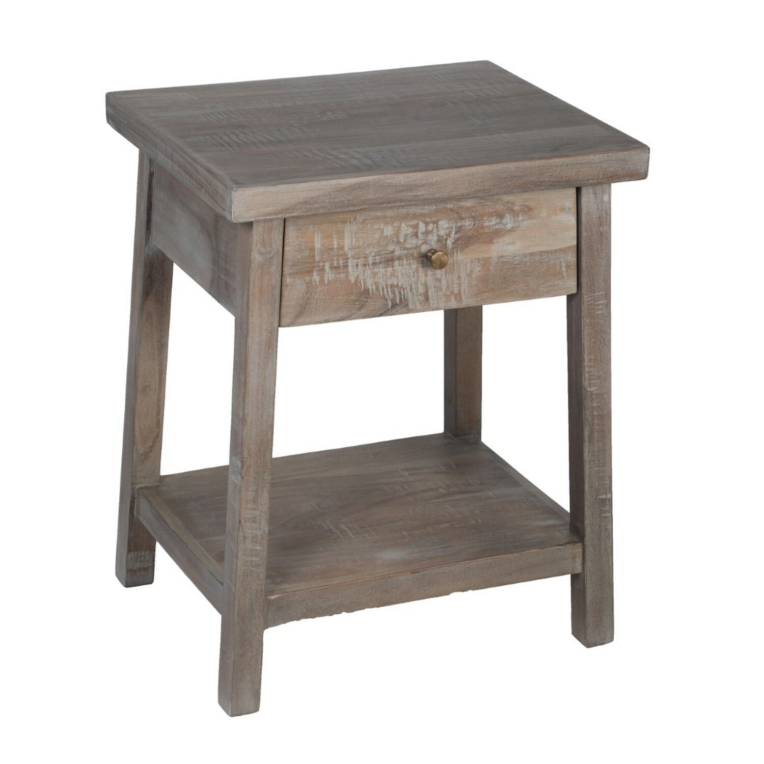 Benjara Ito Side Table, Solid Acacia Wood in Salvage Slate Gray, 1 ...