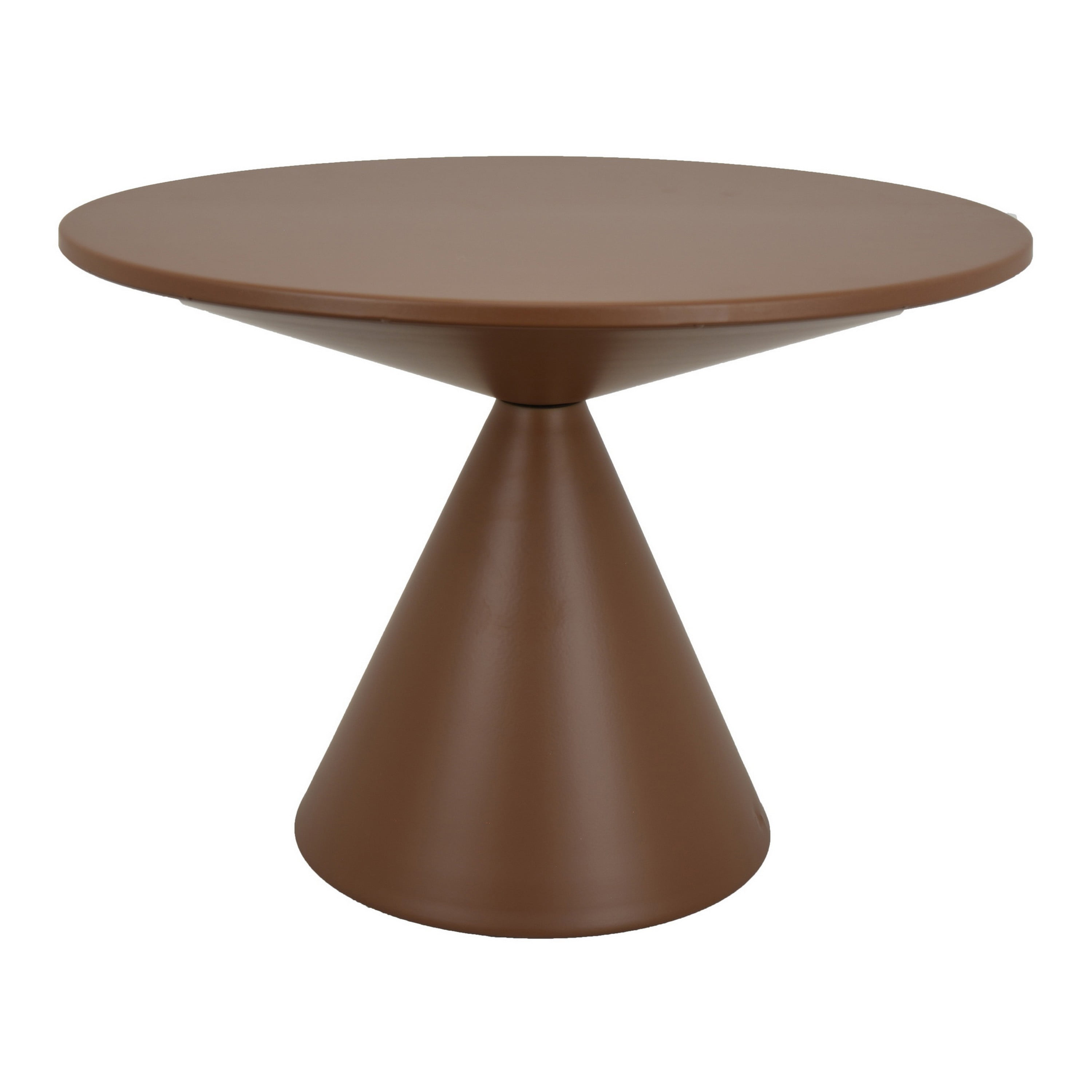 Jammy Plant Stand Table, Round 24 Inch Top, Brown Metal Cone Base ...