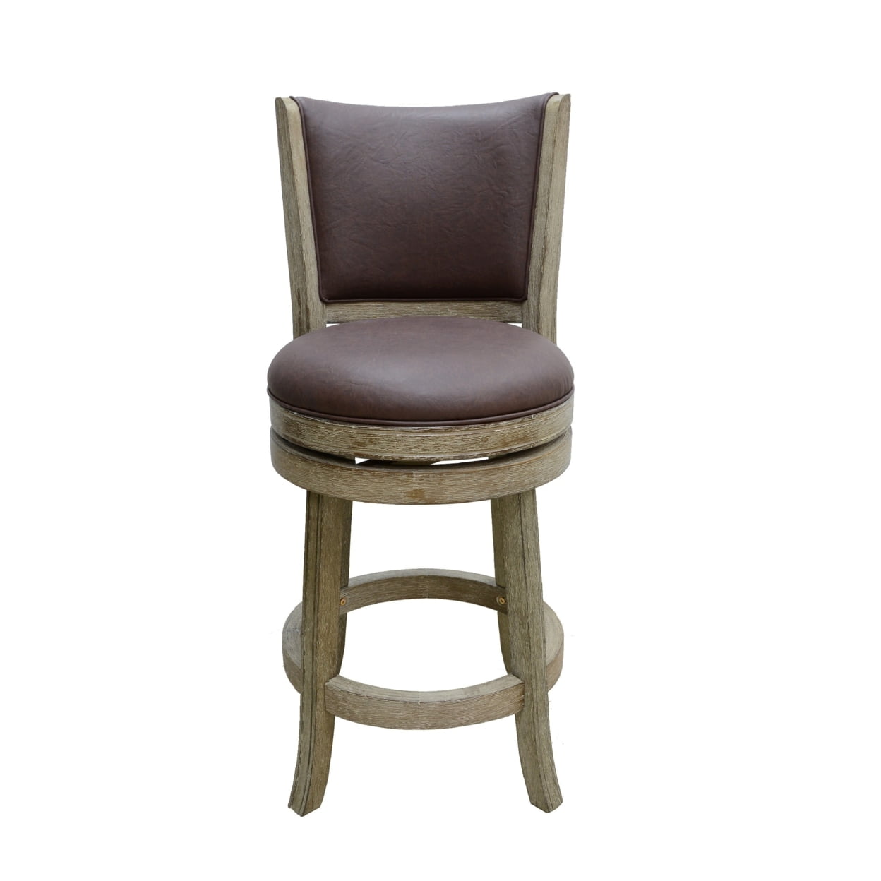 Jane 24 Inch Round Swivel Counter Stool, Rich Vegan Faux Leather, Brown ...