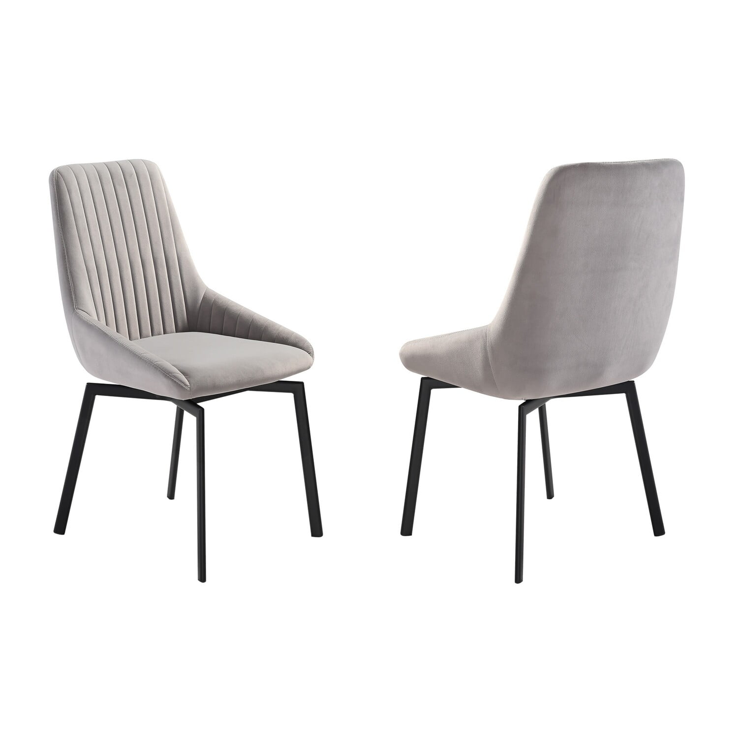 Benjara Jeny 22 Inch Swivel Dining Chair Set of 2, Gray Polyester ...