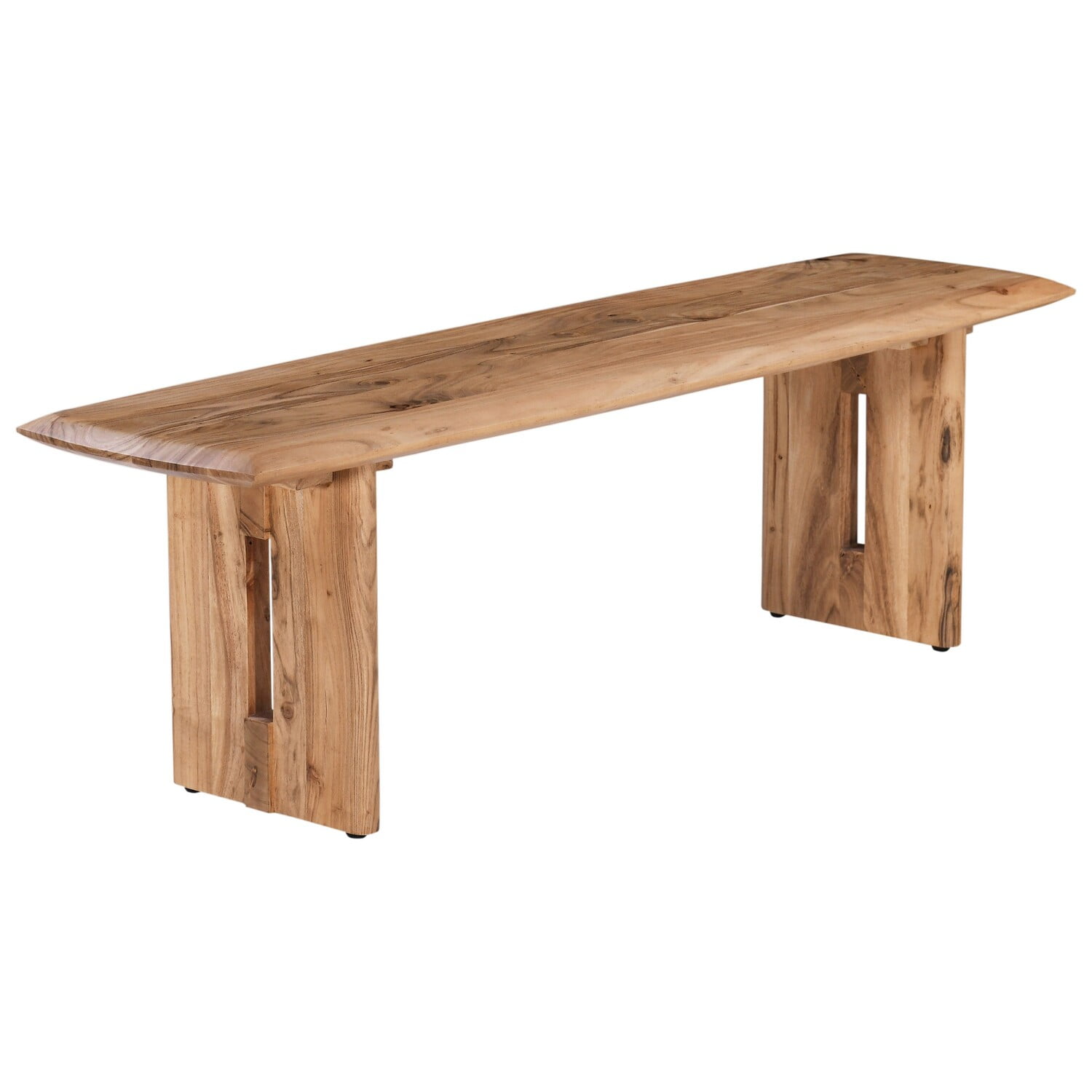Benjara Joy 60 Inch Dining Bench, Cut Out Panel Legs, Natural Brown ...