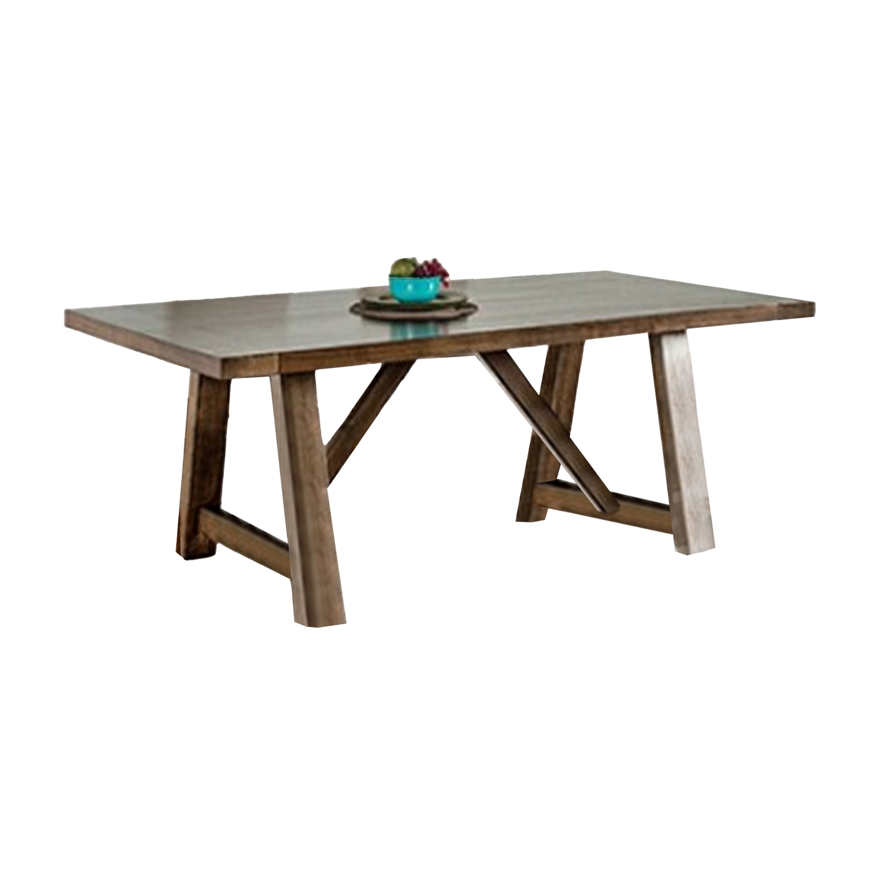 Jule Dining Table, 76 Inch Rectangular Top, Trestle Base, Brown Solid ...