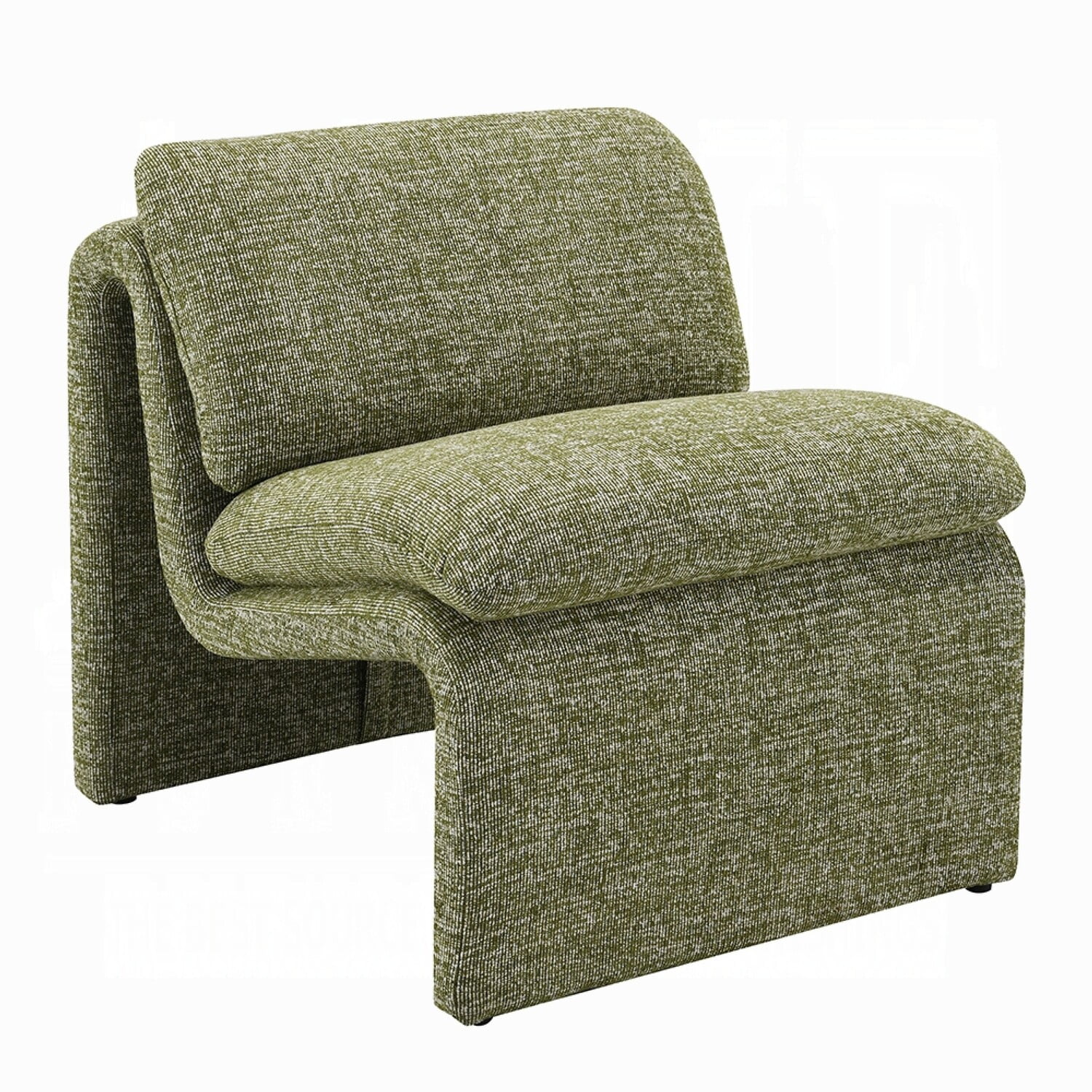 Kami Accent Chair-Curved Open Base-Armless Modern Green Boucle ...