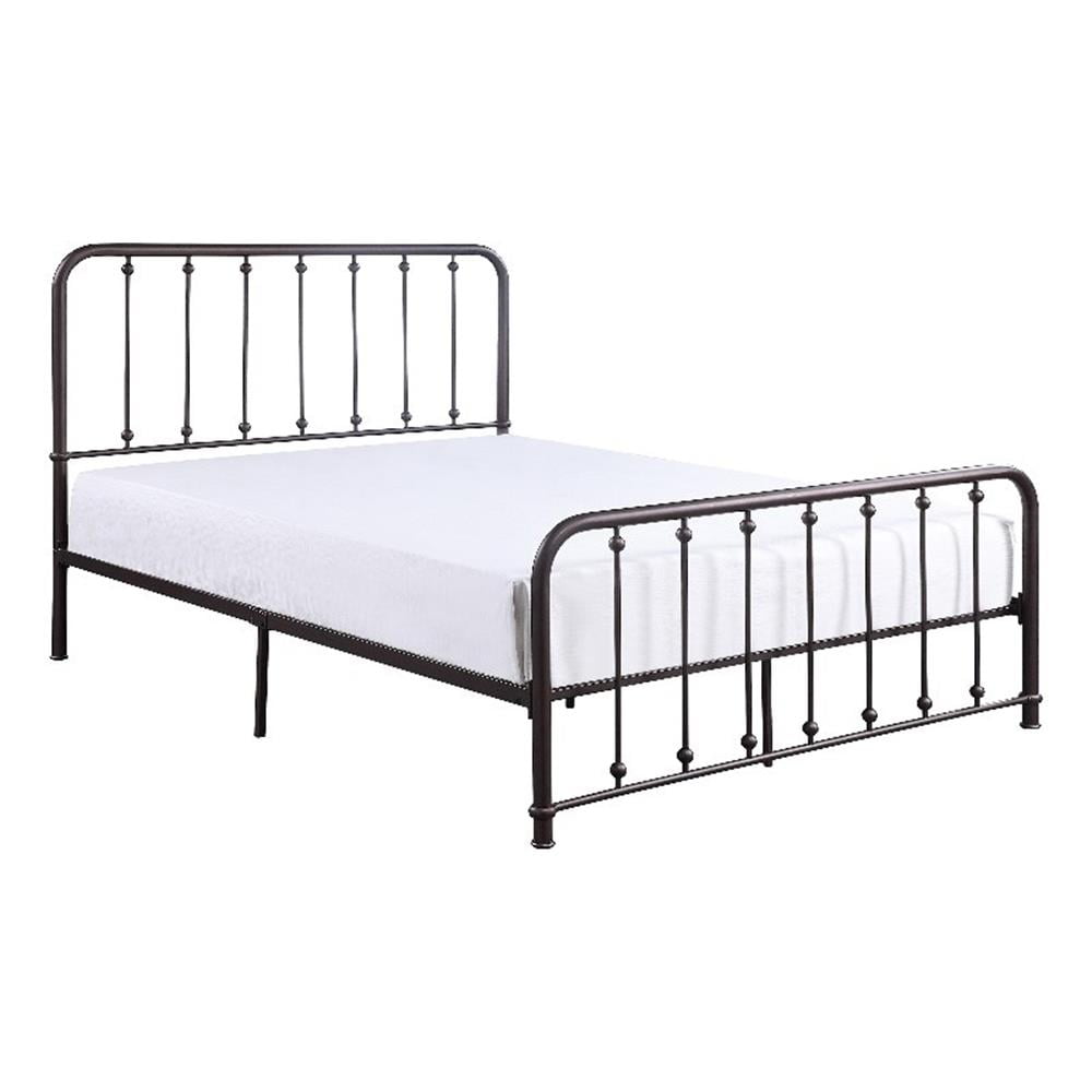 Ken Twin Size Metal Bed- Ball Accents on Vertical Slats- Antique Bronze ...