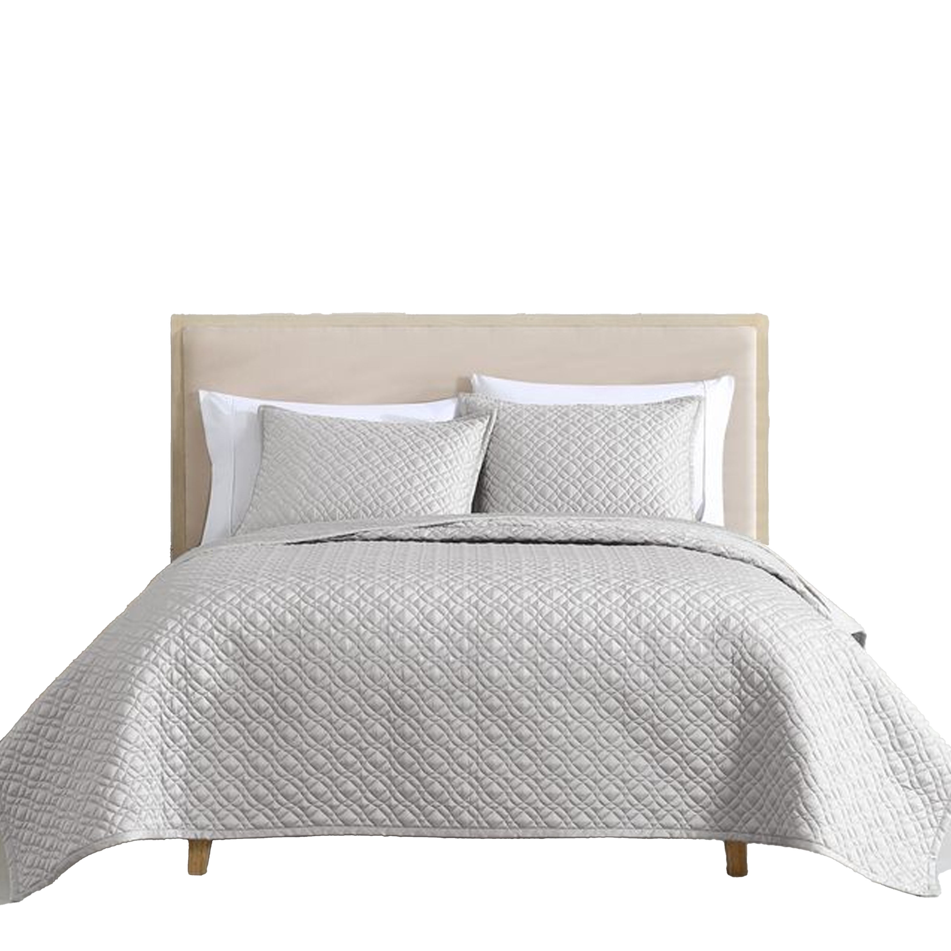 Keo 3pc King Coverlet Set, Reversible, Shams, Silver Silky Fabric ...