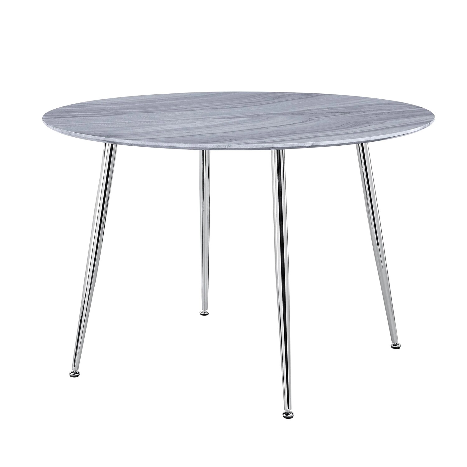 Benjara Kian 45 Inch Dining Table, Round Glass Top, Tapered Legs, Wood ...
