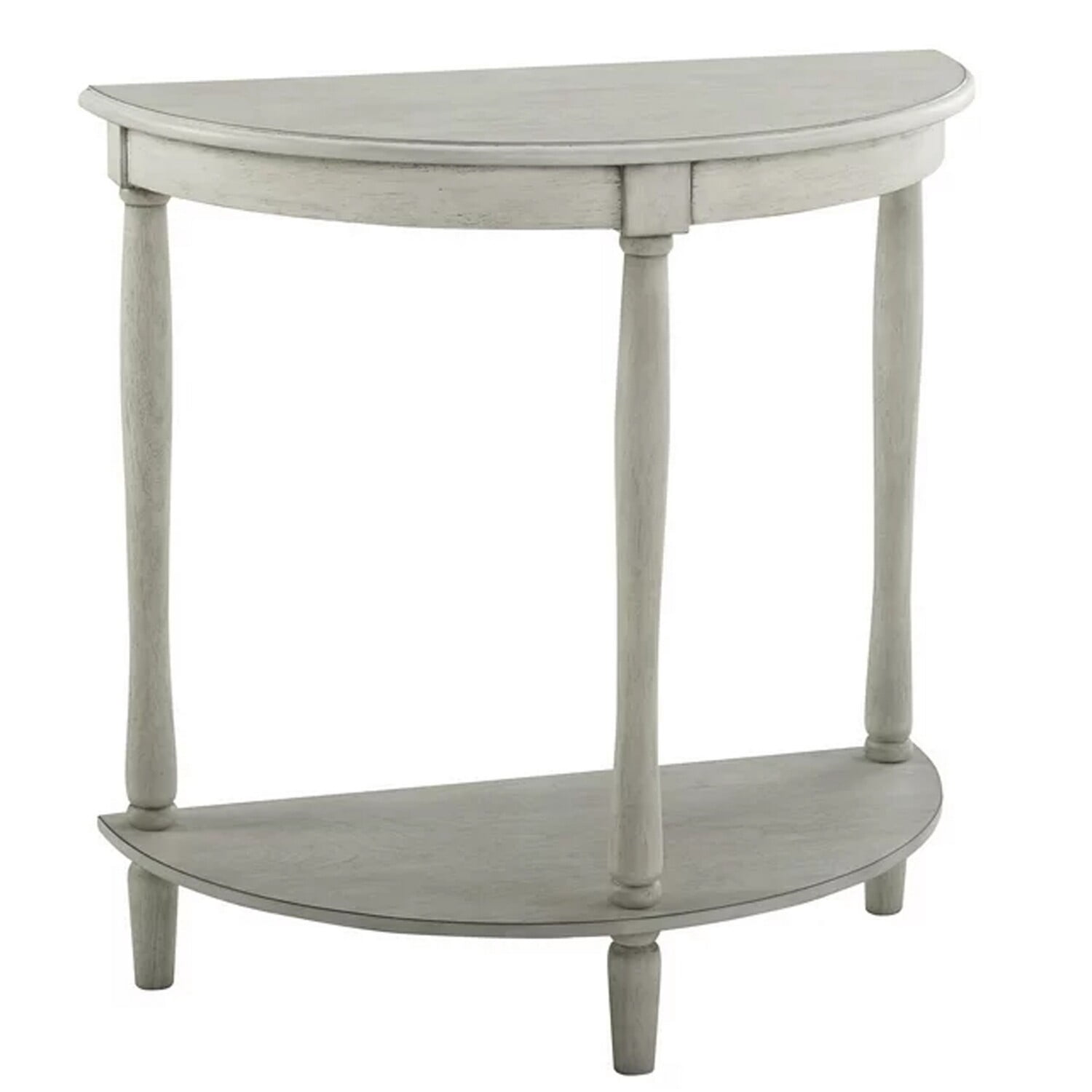 Benjara Kiana 28 Inch Side End Table, Bottom Shelf, Semicircle, Antique ...
