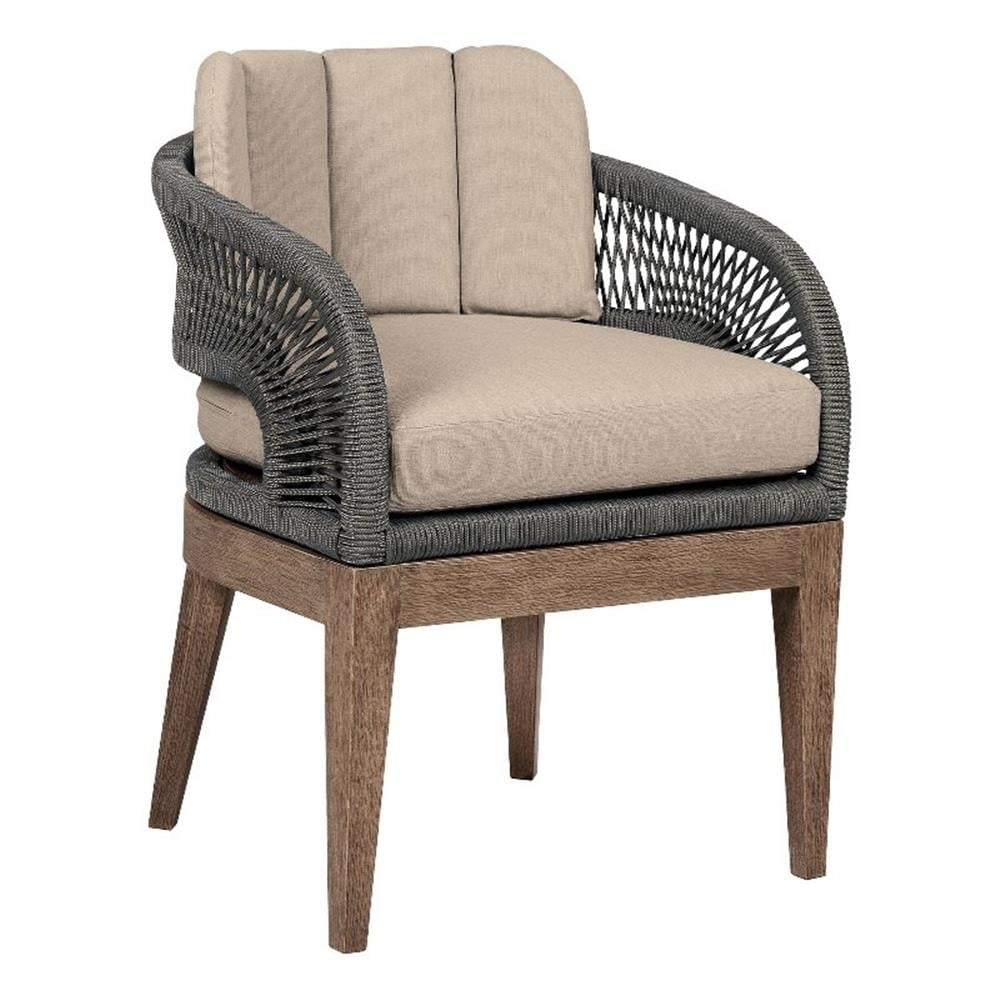 Kimi 23 Inch Outdoor Patio Dining Chair- Olefin Cushions- Gray Woven ...