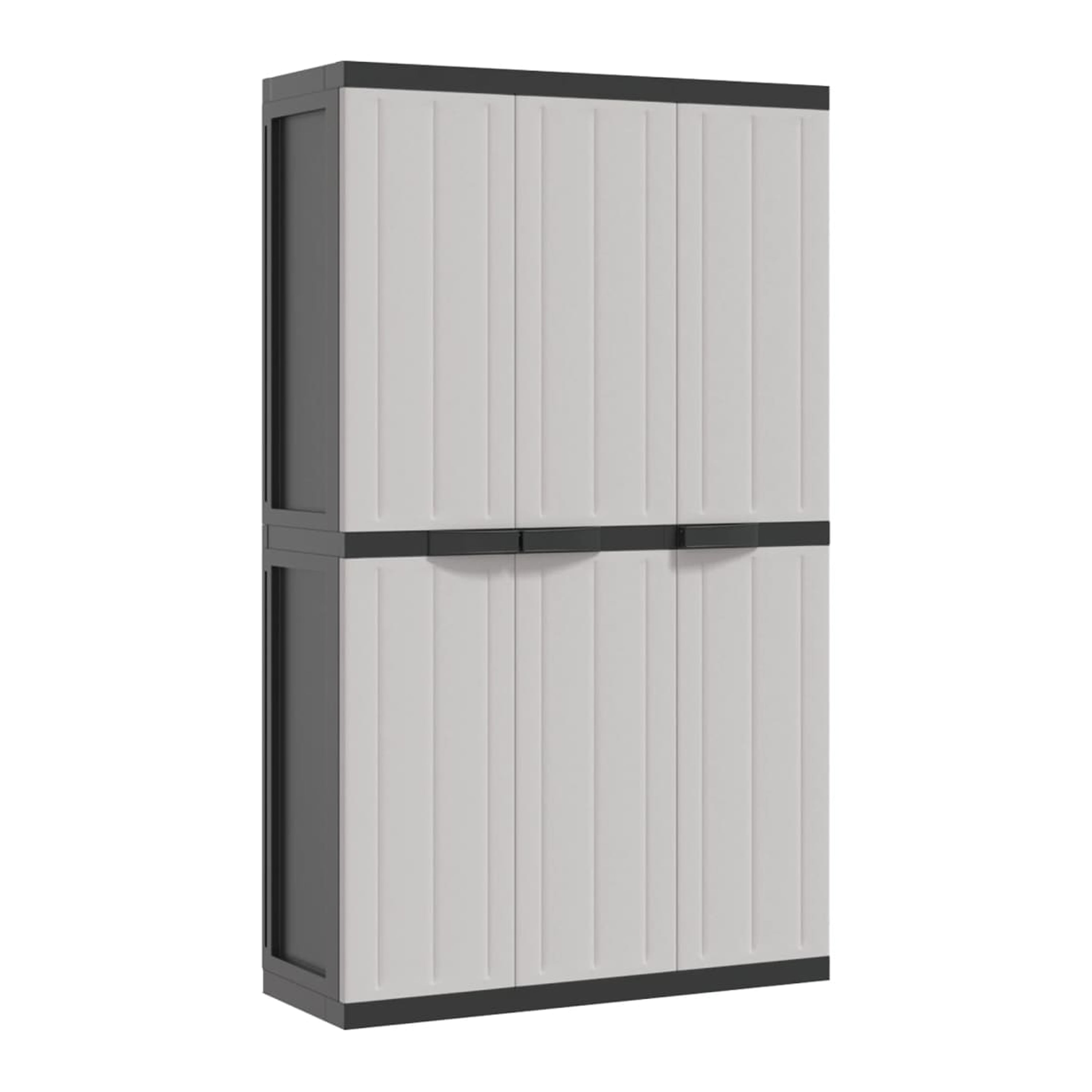 Kion Outdoor Storage Cabinet w 3 Doors, Shelves, 38 Inch Gray, Black ...