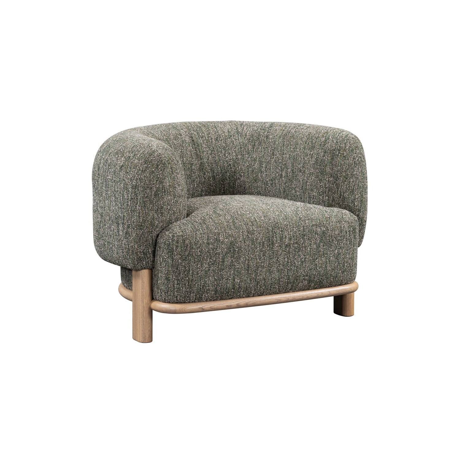 Kios 39 Inch Accent Chair, Soft Muted Green Polyester, Natural Ash Wood ...
