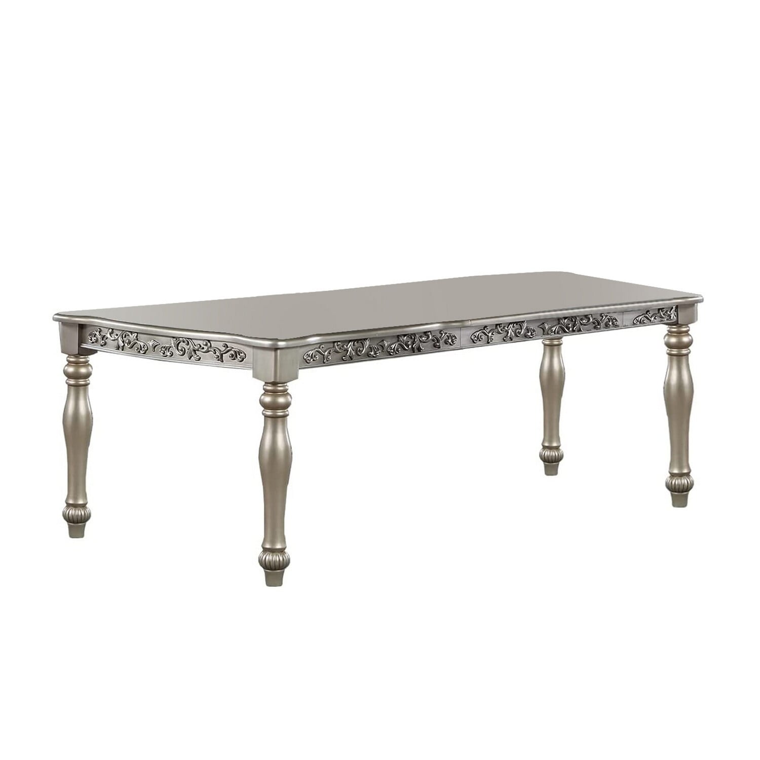 Benjara Kipp 72 Inch Rectangular Dining Table, Floral Carved Turned ...