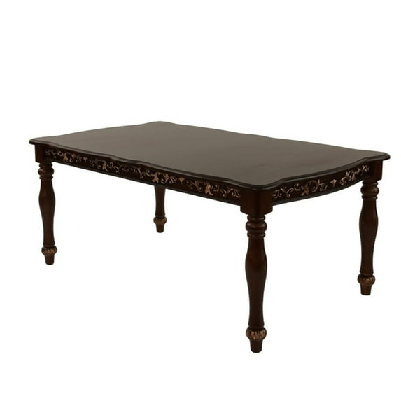 Benjara Kipp 72 Inch Rectangular Dining Table, Floral Carved Turned ...