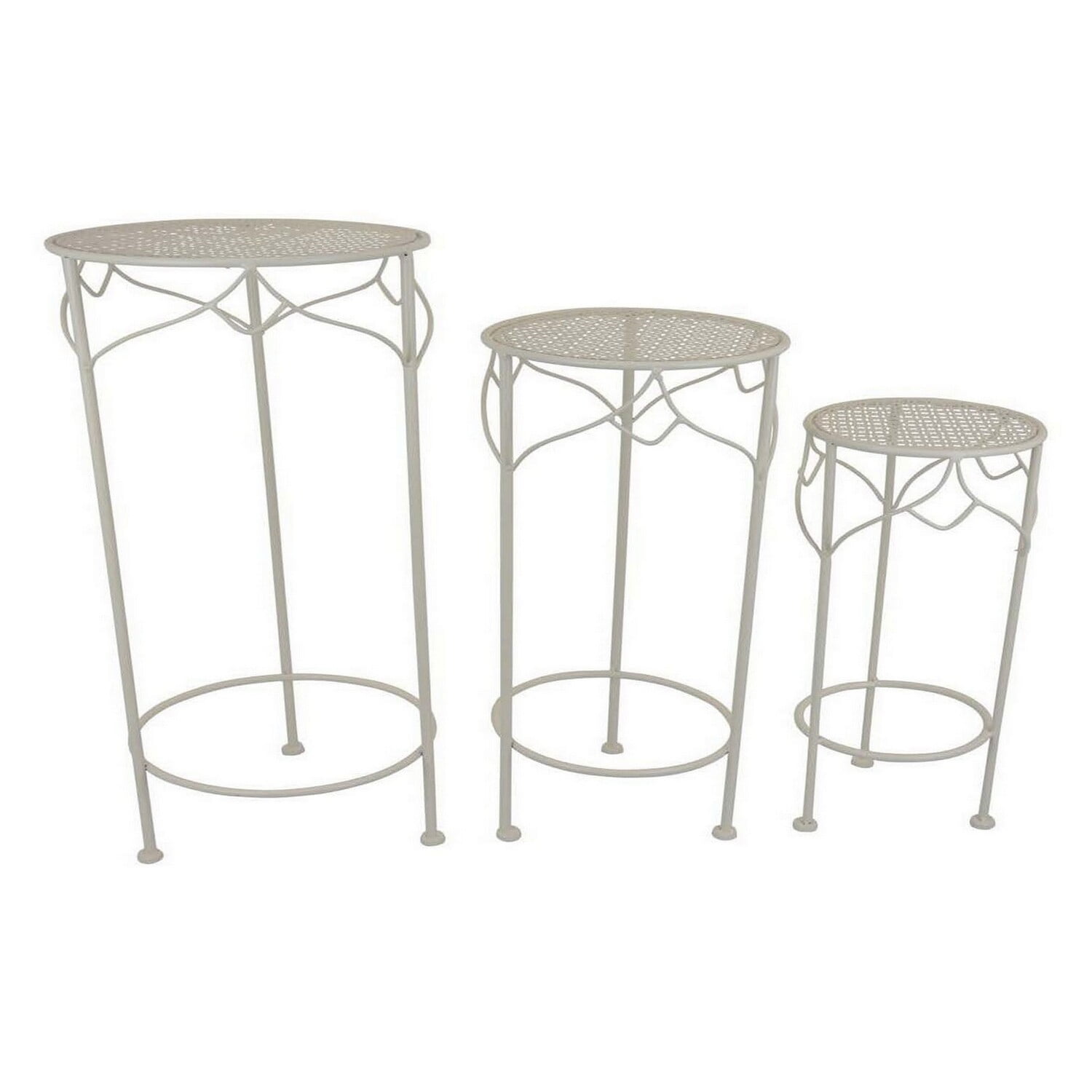 Benjara Kyi Nesting Plant Stand Set of 3, Round Angled Cutout Display ...