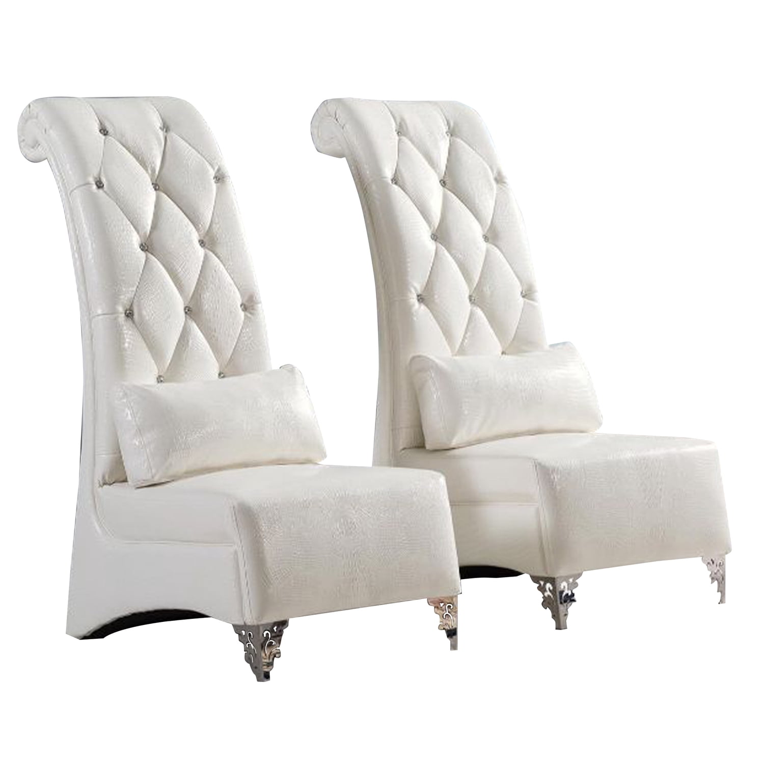 Benjara Leatherette Upholstered Wooden Accent Chair with Long Curved ...