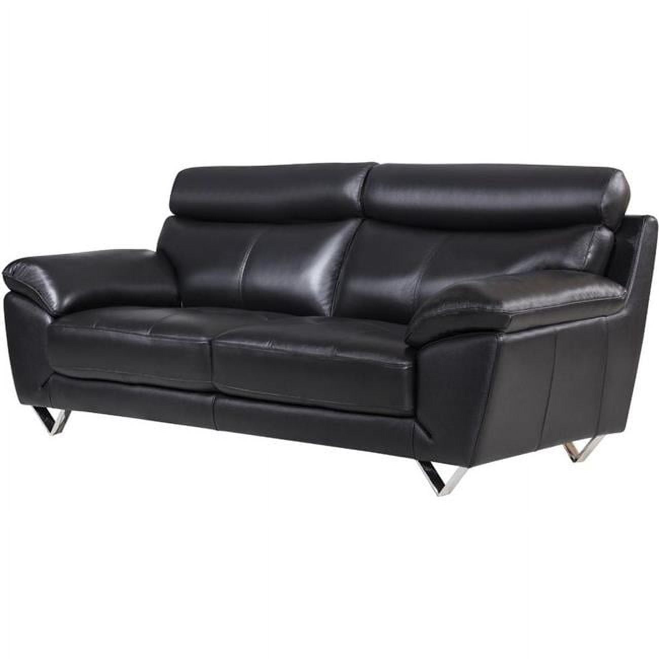 Benjara Leatherette Upholstered Wooden Sofa with Plush Bustle Back and ...