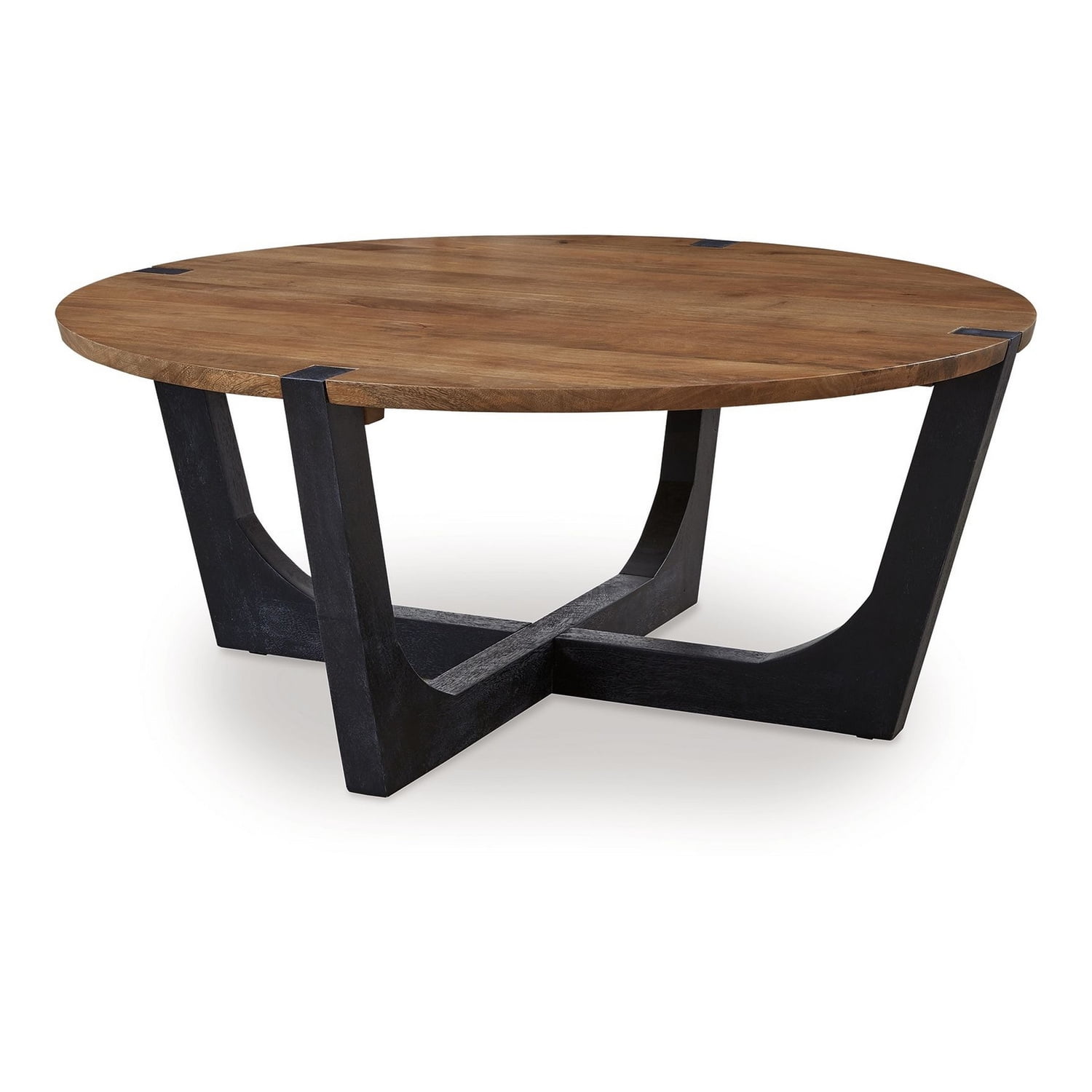 Benjara BM327354 Leyi Round Coffee Table - Angled Legs - Brown Mango ...