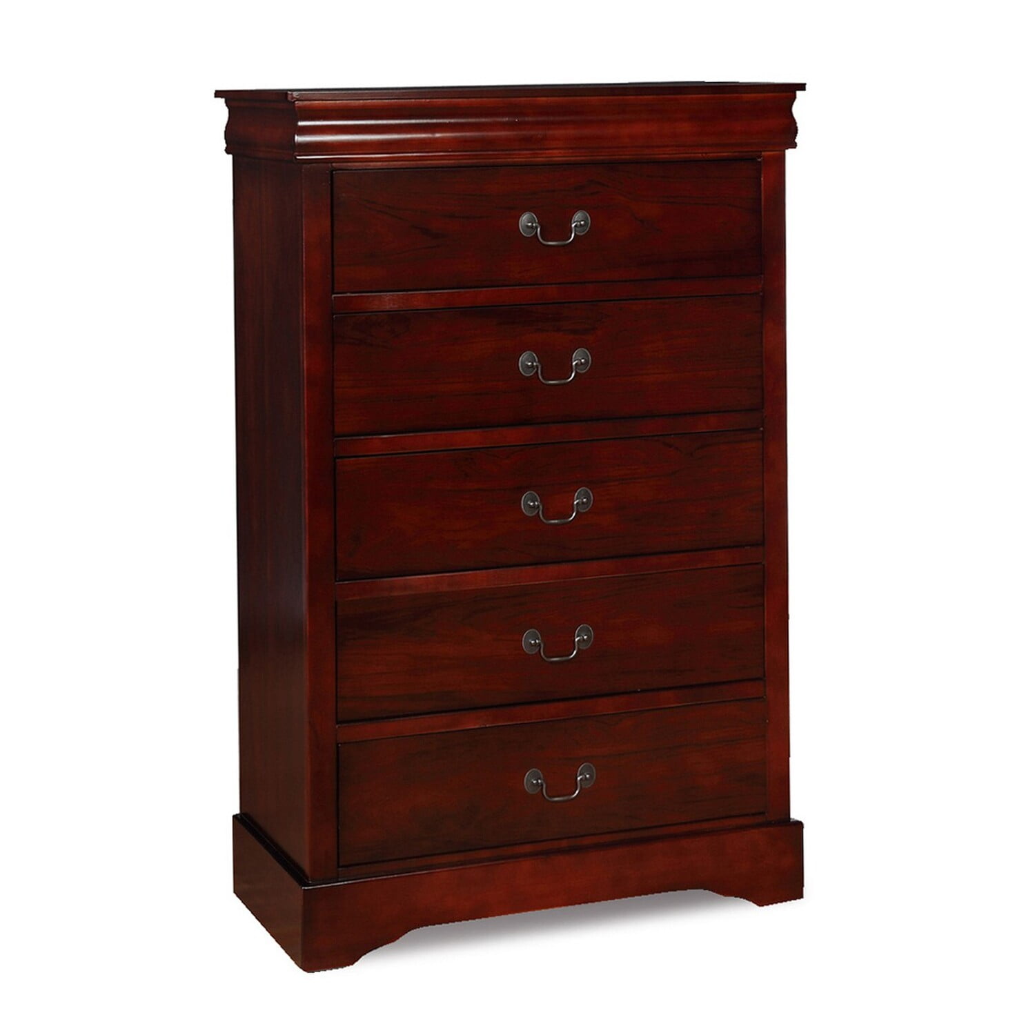 Benjara Liam 48 Inch 5 Drawer Wood Tall Dresser Chest, Molded Trim ...