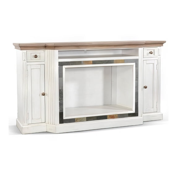 Lio TV Media Entertainment Console, Slate Inlay White Brown 72 Inch ...