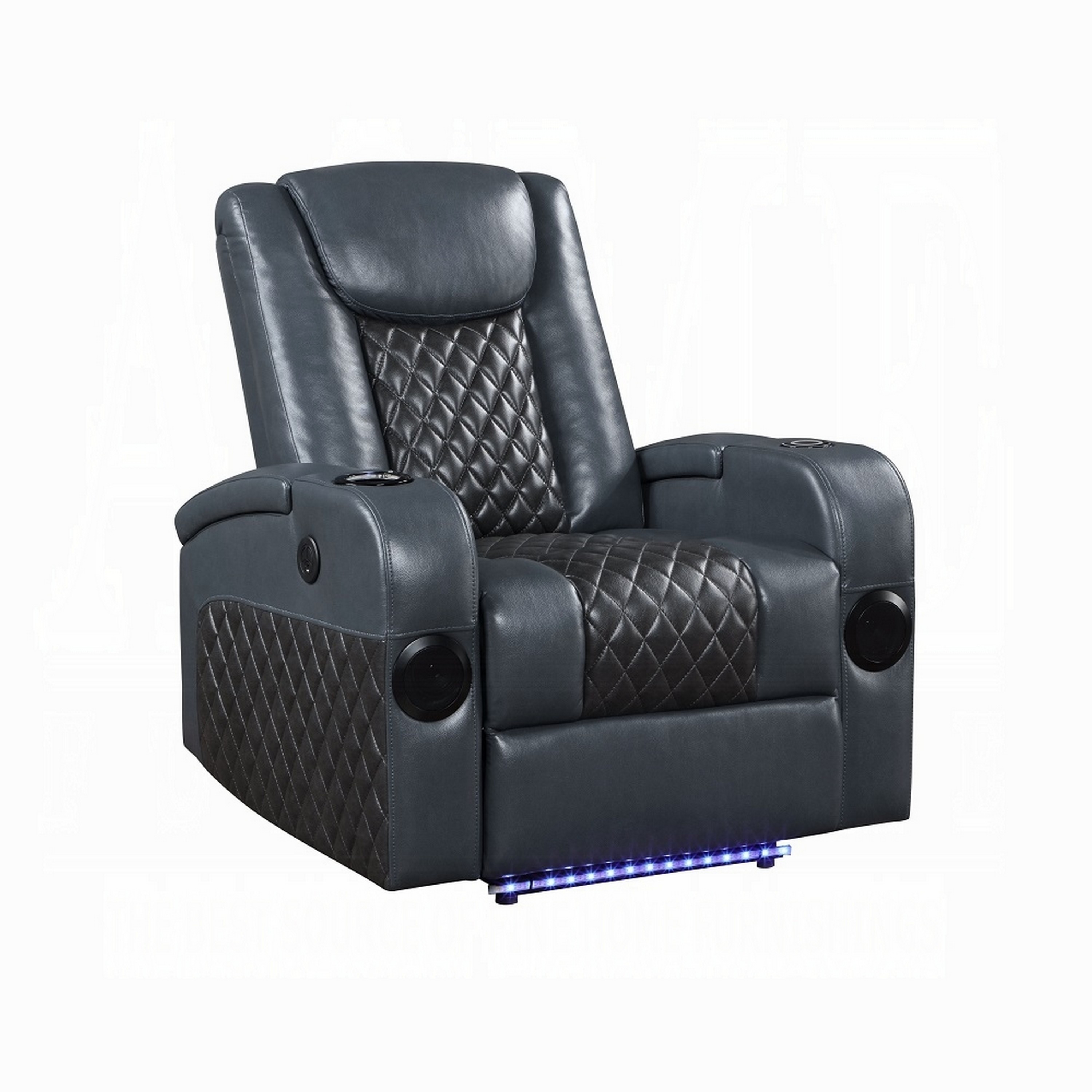 Liza Power Motion Recliner Chair, Bluetooth, Gray Black Faux Leather ...