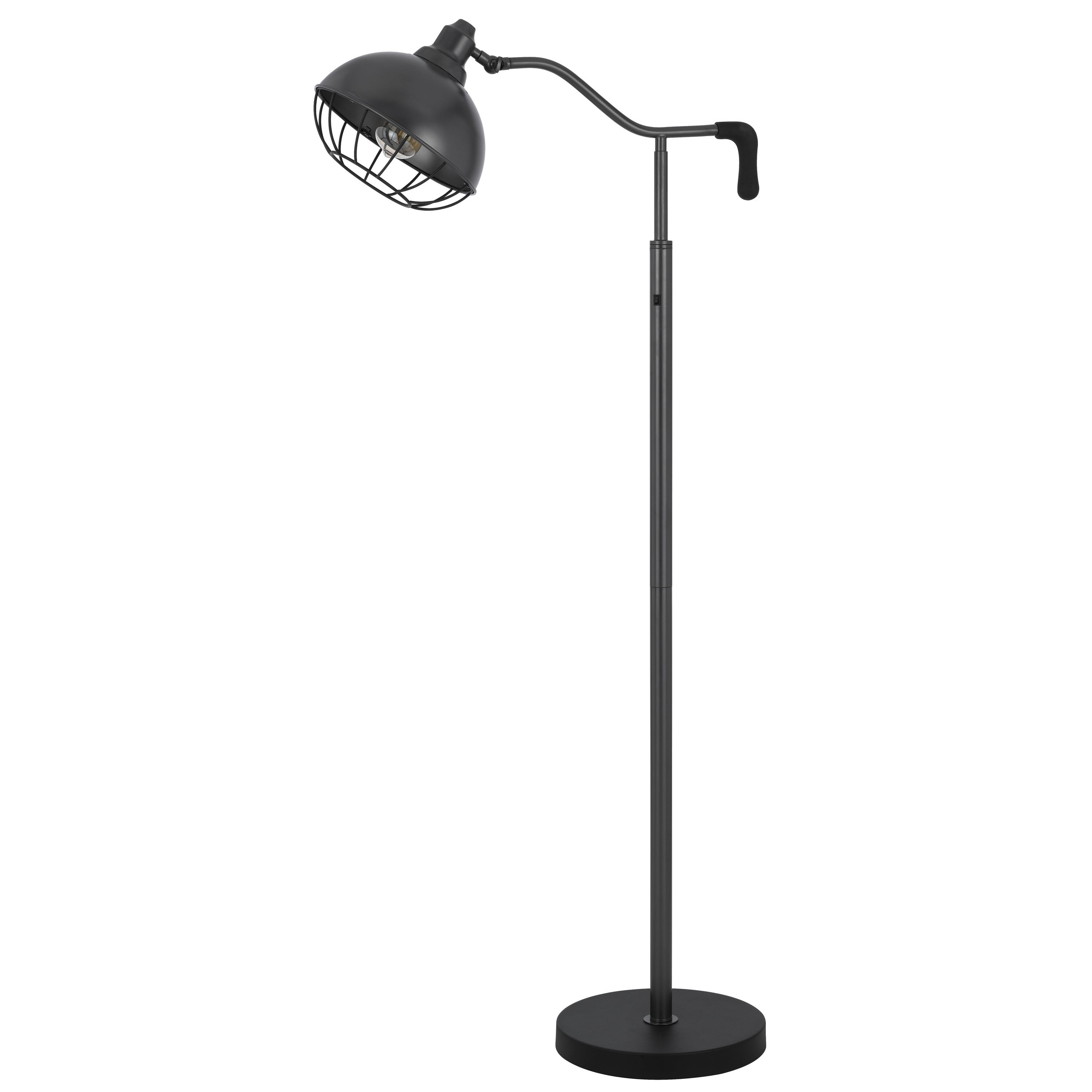 Loga 56 Inch Floor Lamp with Adjustable Cage Style Shade, Black Iron ...