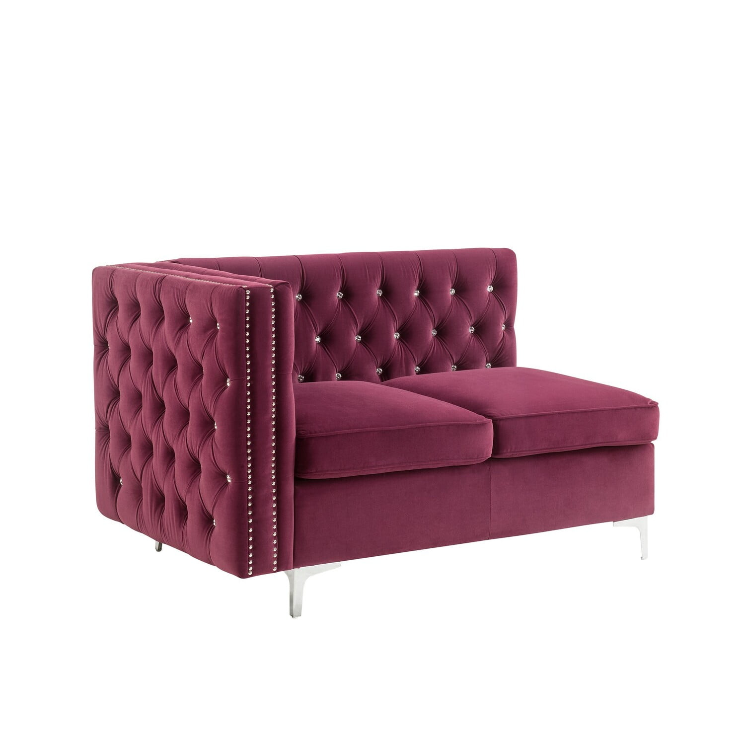 Loveseat with Velvet Upholstery and Metal Legs, Red - Saltoro Sherpi ...