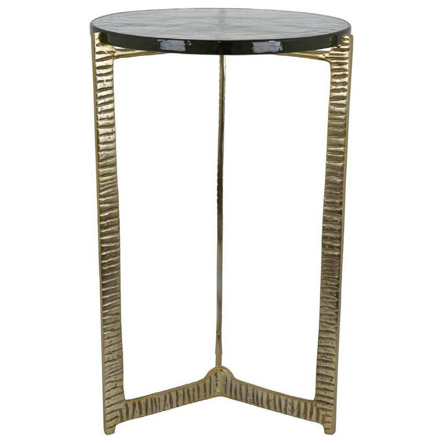 Benjara Lune 22 Inch Plant Stand Table, 3 Legged Metal Base, Glass ...