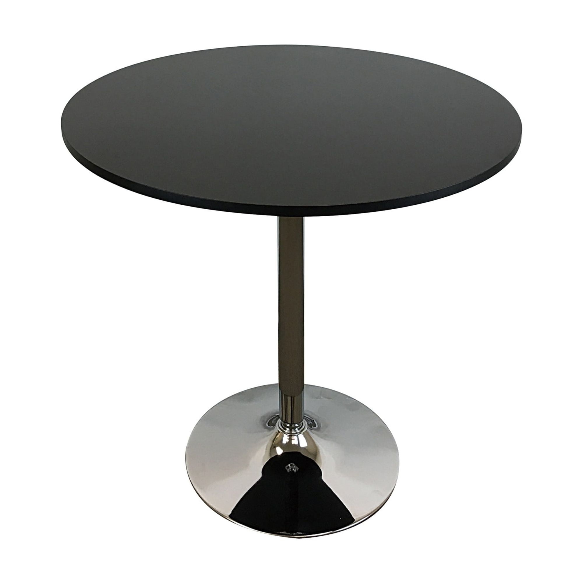 Mari 36 Inch Counter Height Table, Black Round Top and Stainless Steel ...
