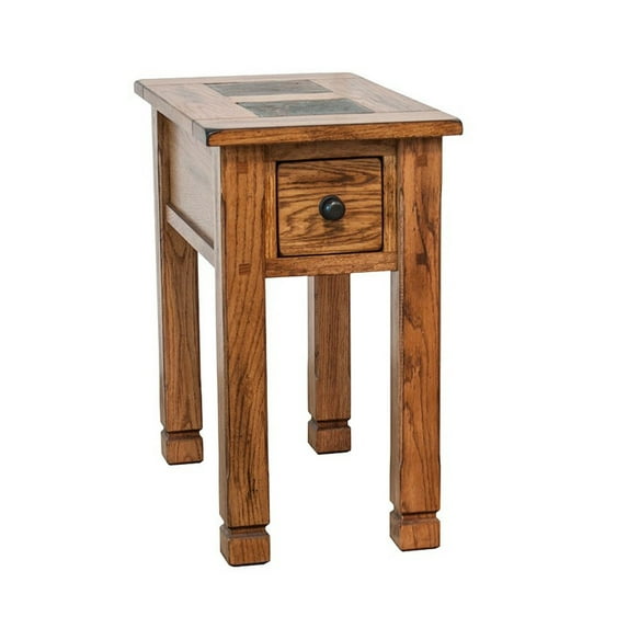 Marv Accent Chair Side Table, 25 Inch Rectangular Top, Drawer, Brown ...