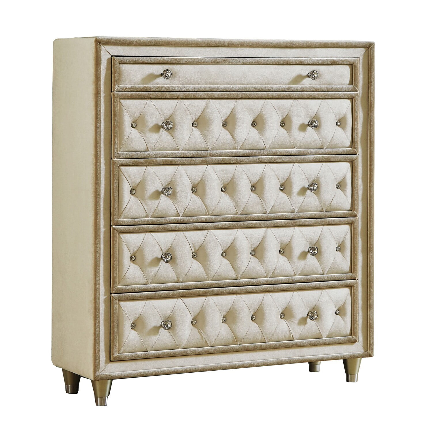 Benjara Matt 49 Inch Tall Dresser Chest, 5 Drawers, Button Tufted ...