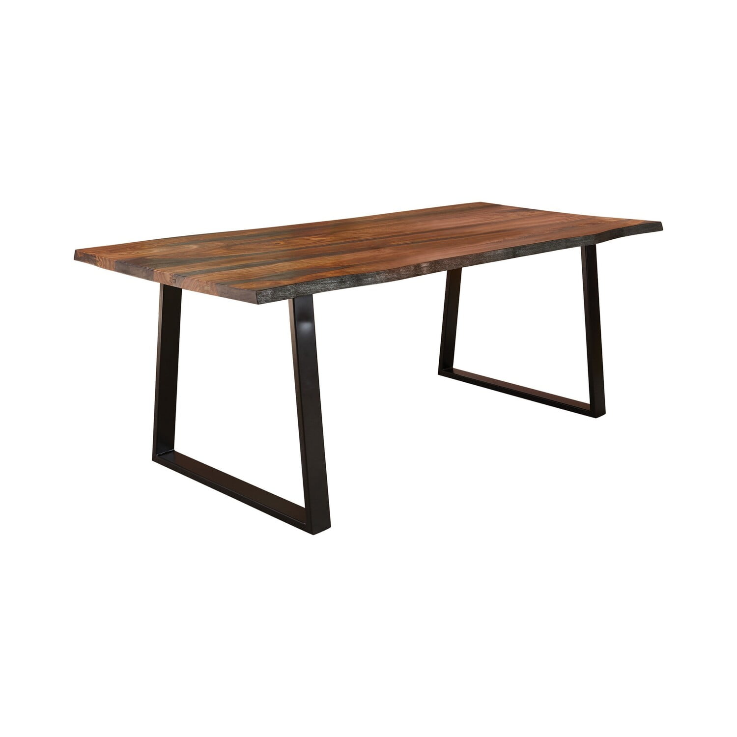 Benjara Maze 80 Inch Rectangular Dining Table, Live Edge, Iron Base, Chestnut Brown - Walmart.com