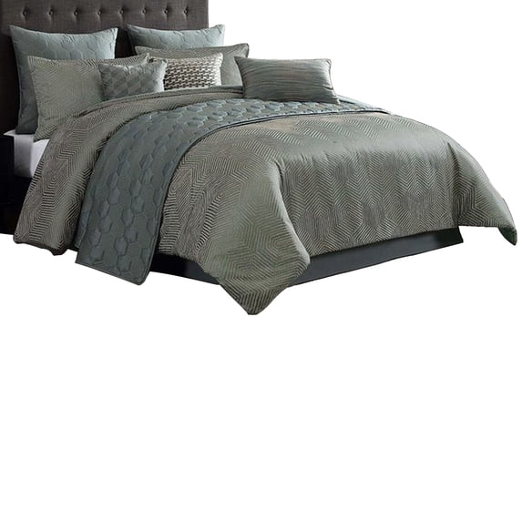 Mely 10pc Coverlet King Comforter Set, Shams, Green Woven - Walmart.com