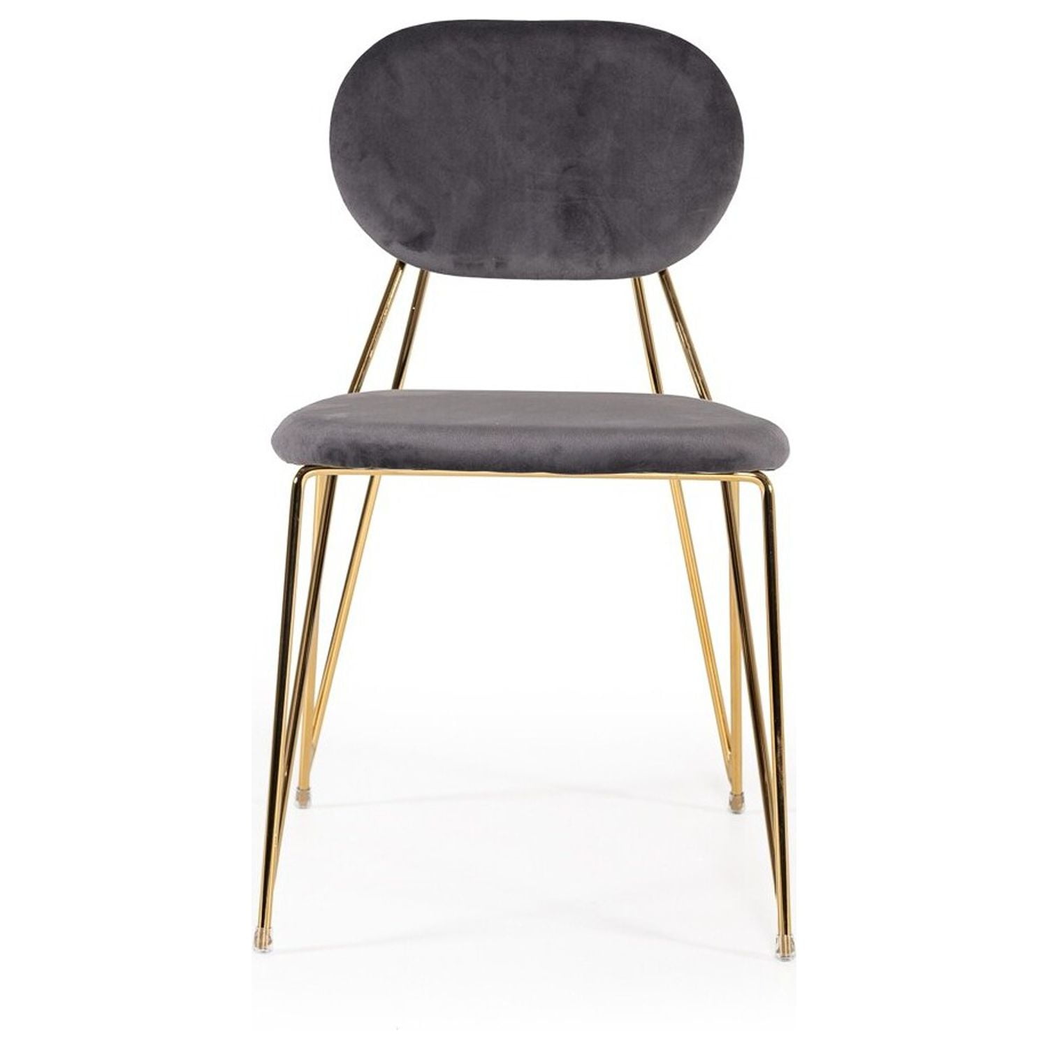 Benjara Metal Dining Chair with Angular Legs, Set of 2, Gray and Gold ...
