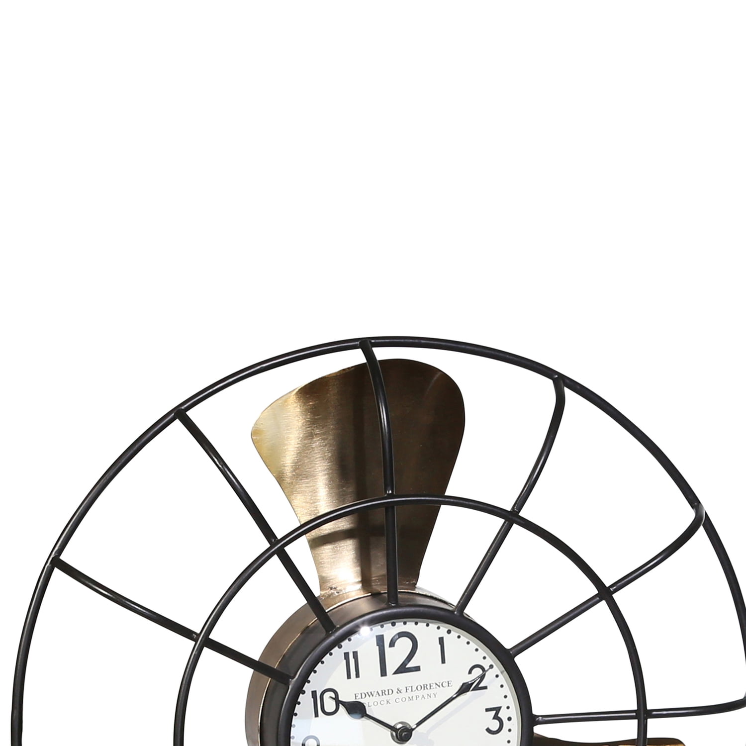 Benjara Metal Fan Style Table Clock with Pedestal Base, Small, Gold and ...