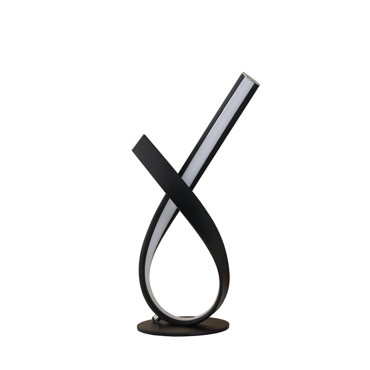 Metal Upright Knotted Design Table Lamp with Round Shaped Base, Black ...