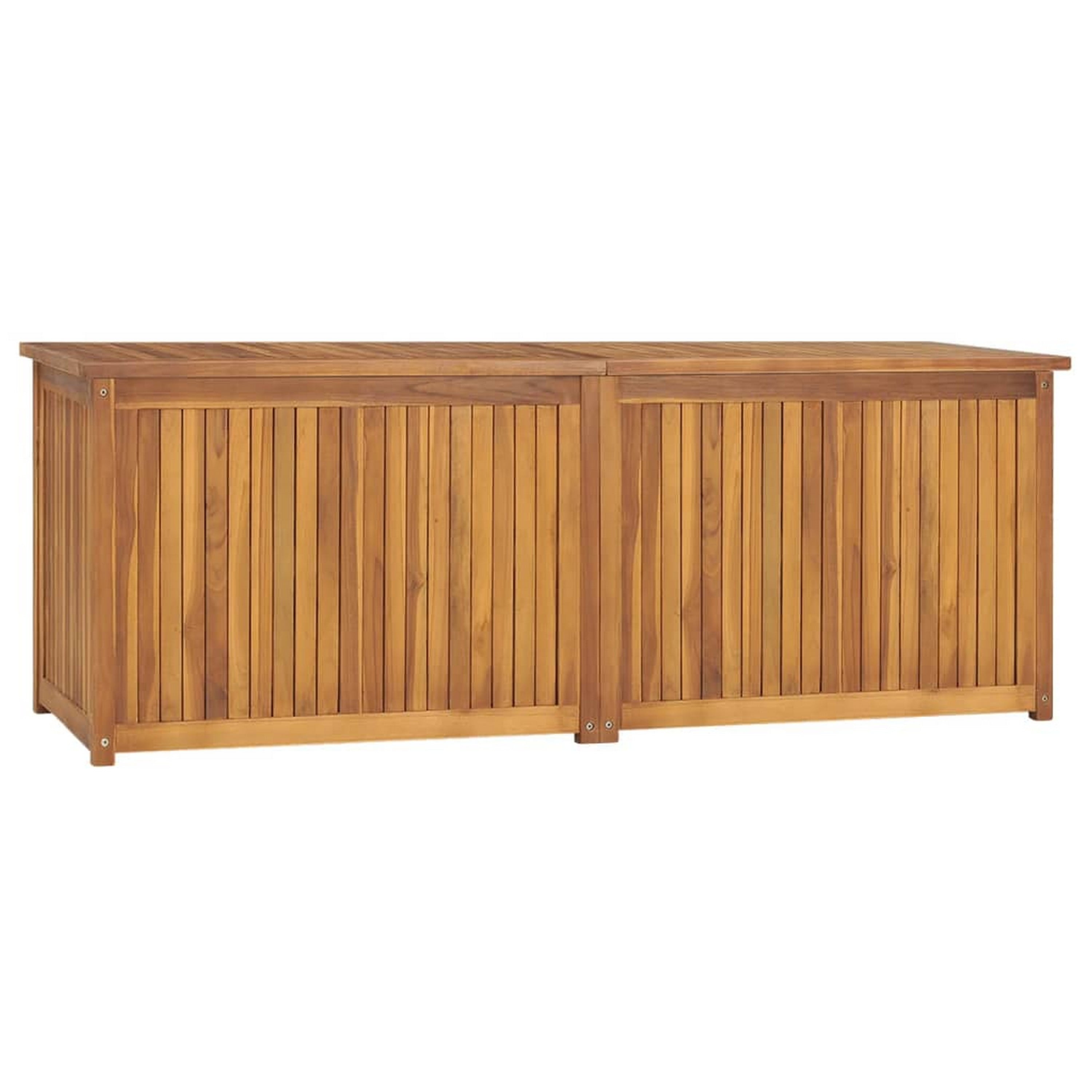 Misty Outdoor 59 Inch Storage Box, Weather Resistant Brown Acacia Wood ...