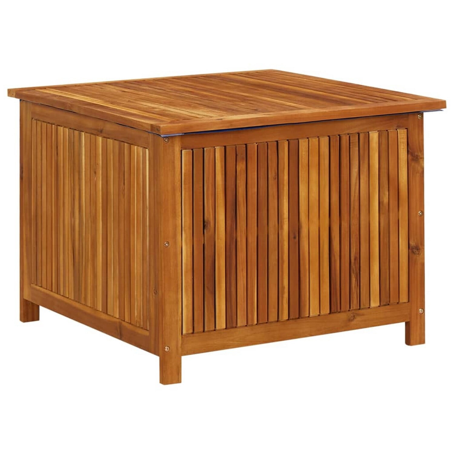 Benjara Misty Outdoor Storage Box, 30 Inch, Natural Brown Solid Acacia ...