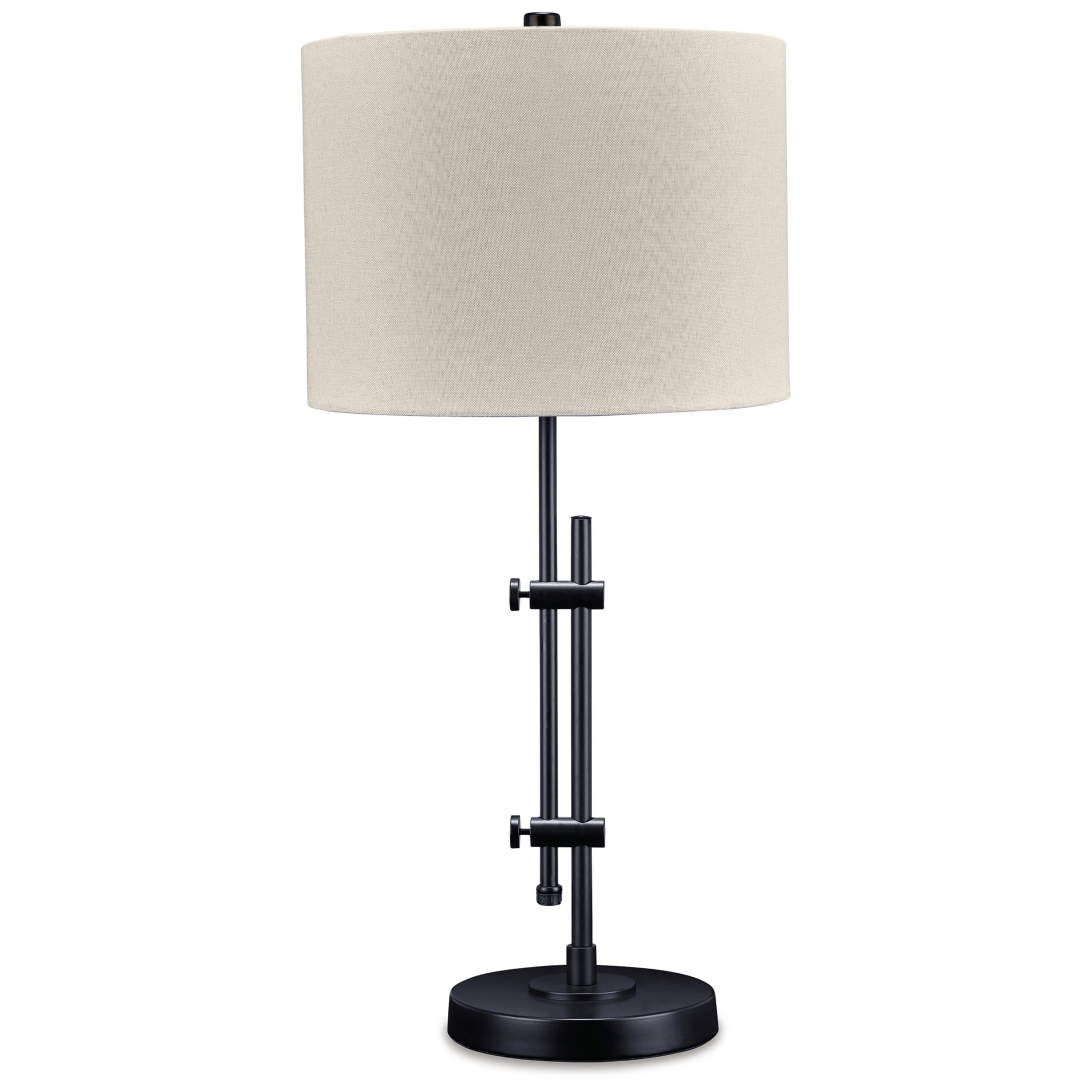 Mney Table Lamp, Adjustable Arm, White Drum Shade, 28 Inch Black Metal ...