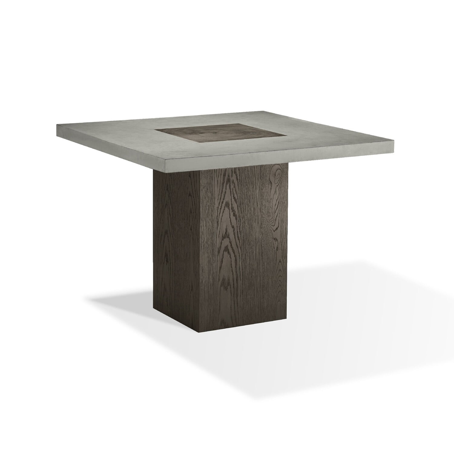 Benjara Mod 40 Inch Square Table, Concrete Top, Rubberwood, Pedestal ...