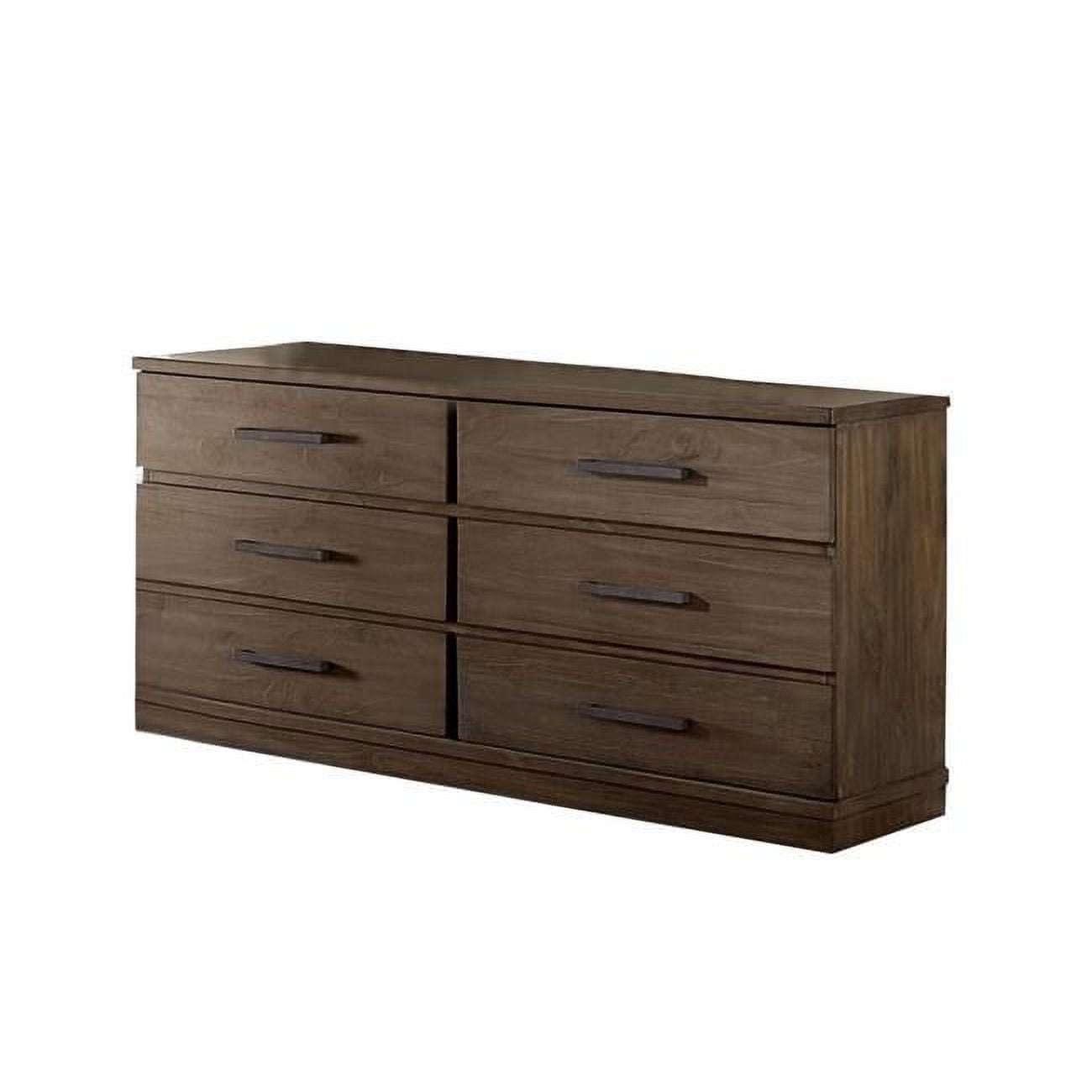Benjara Modern Wooden Dresser with 6 Drawers and Wood Grain Details ...