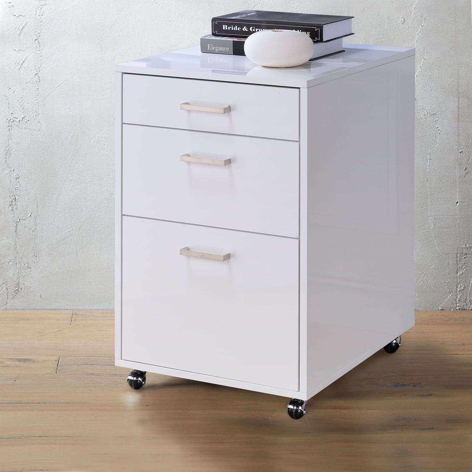 Benjara Modish File Cabinet, White - Walmart.com
