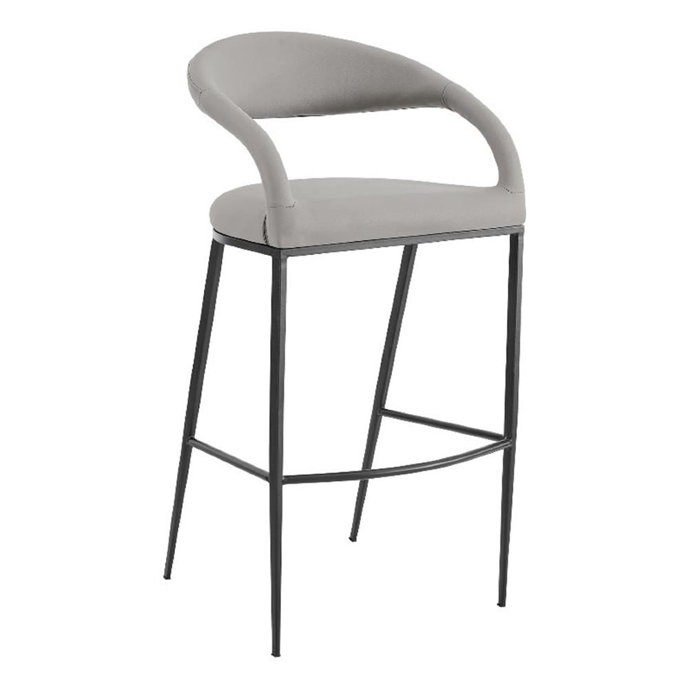 Monie Counter Stool Chair- Floating Back- Light Gray Faux Leather ...