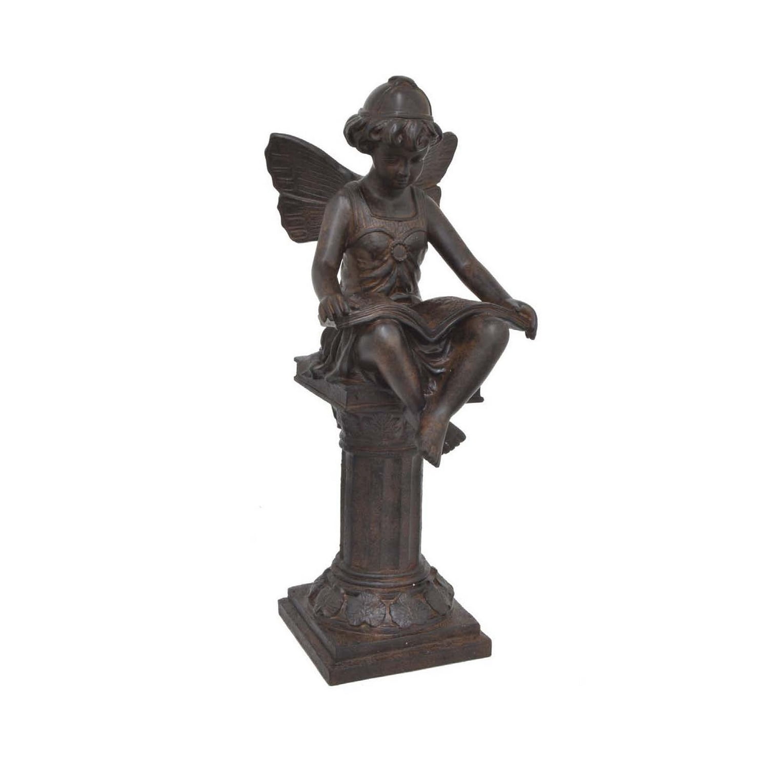 Nape 22 Inch Fairy Reading Book Figurine, Garden Statue, Resin, Brown ...