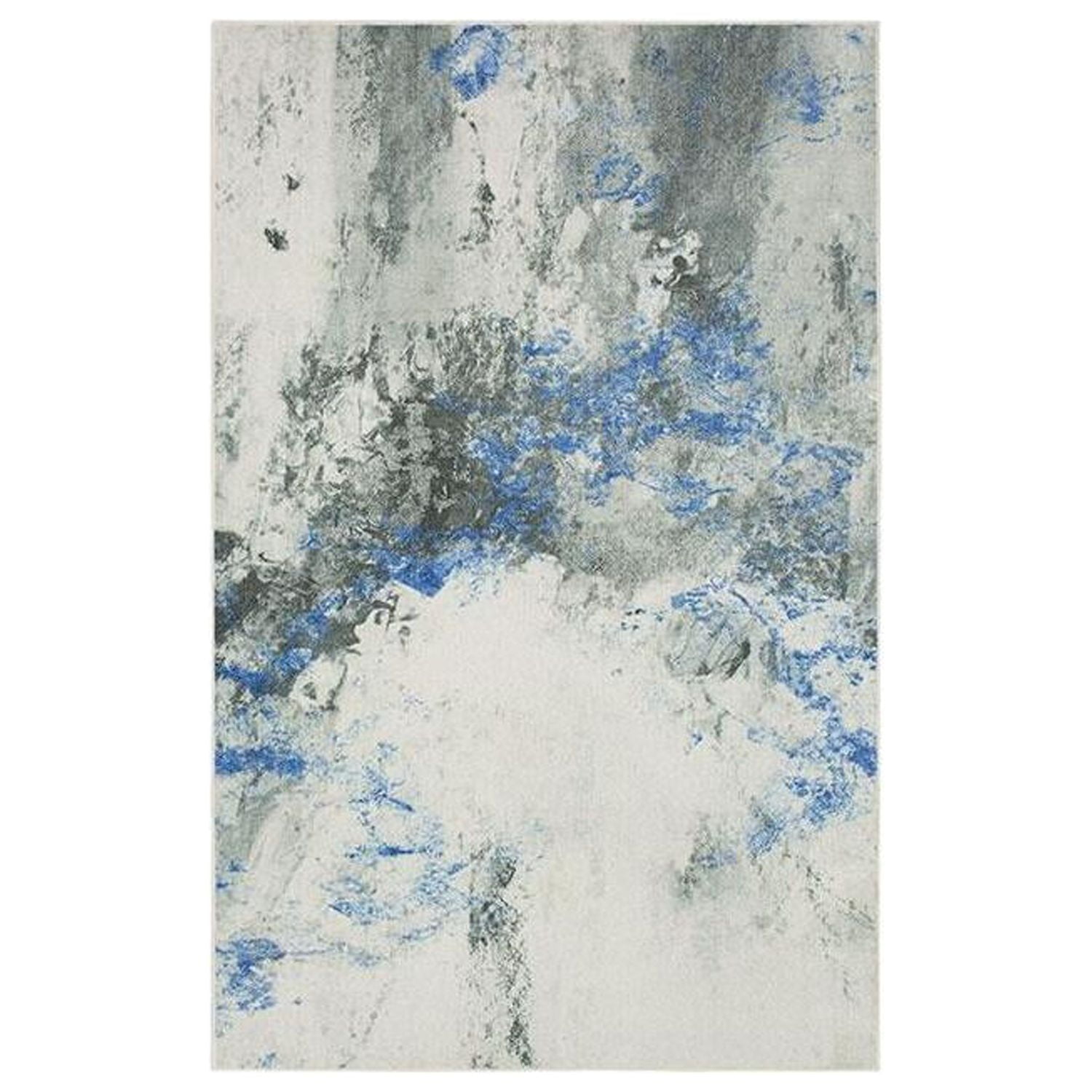 Benjara Navi 5 x 8 Medium Area Rug, Marble Pattern, Latex Back, Blue ...