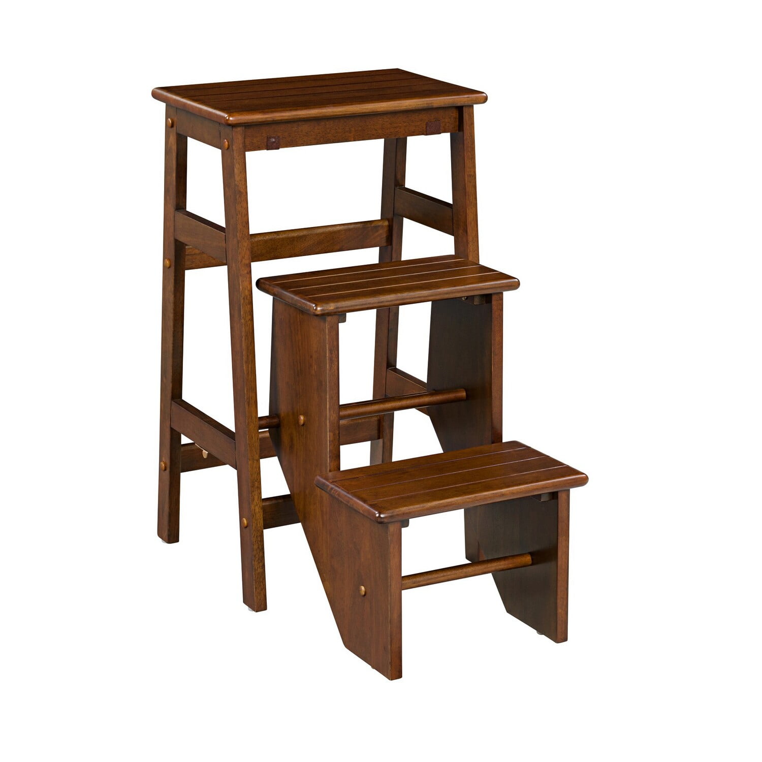 Benjara 30 in. Nero Folding Step Stool with 3 Tier Design, Farmhouse ...