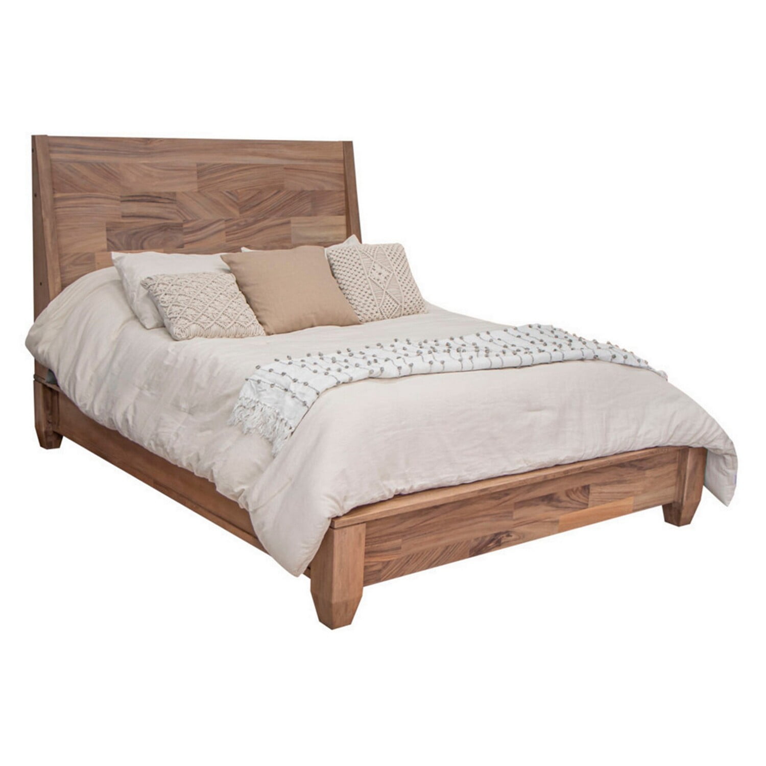 Benjara Neuv Queen Size Bed, Mango and Parota Wood, Grain Details ...