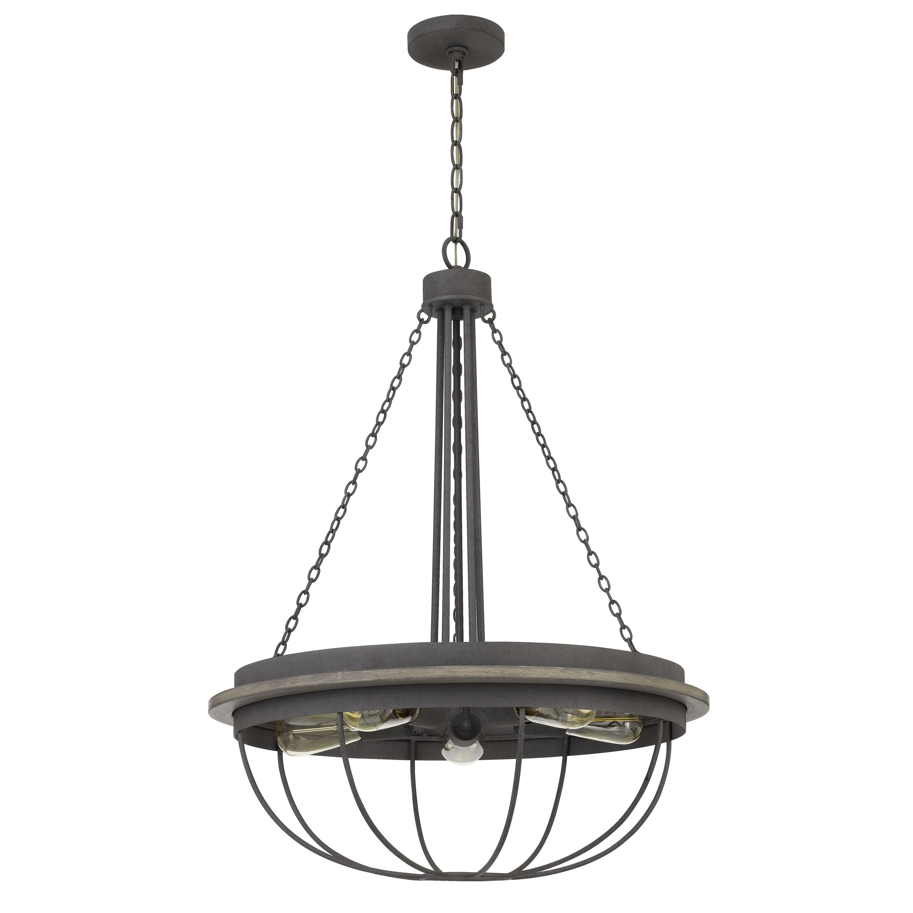 Nexy 24 Inch Chandelier, 5 Light Bulb Sockets, Gray Metal Cage Design ...