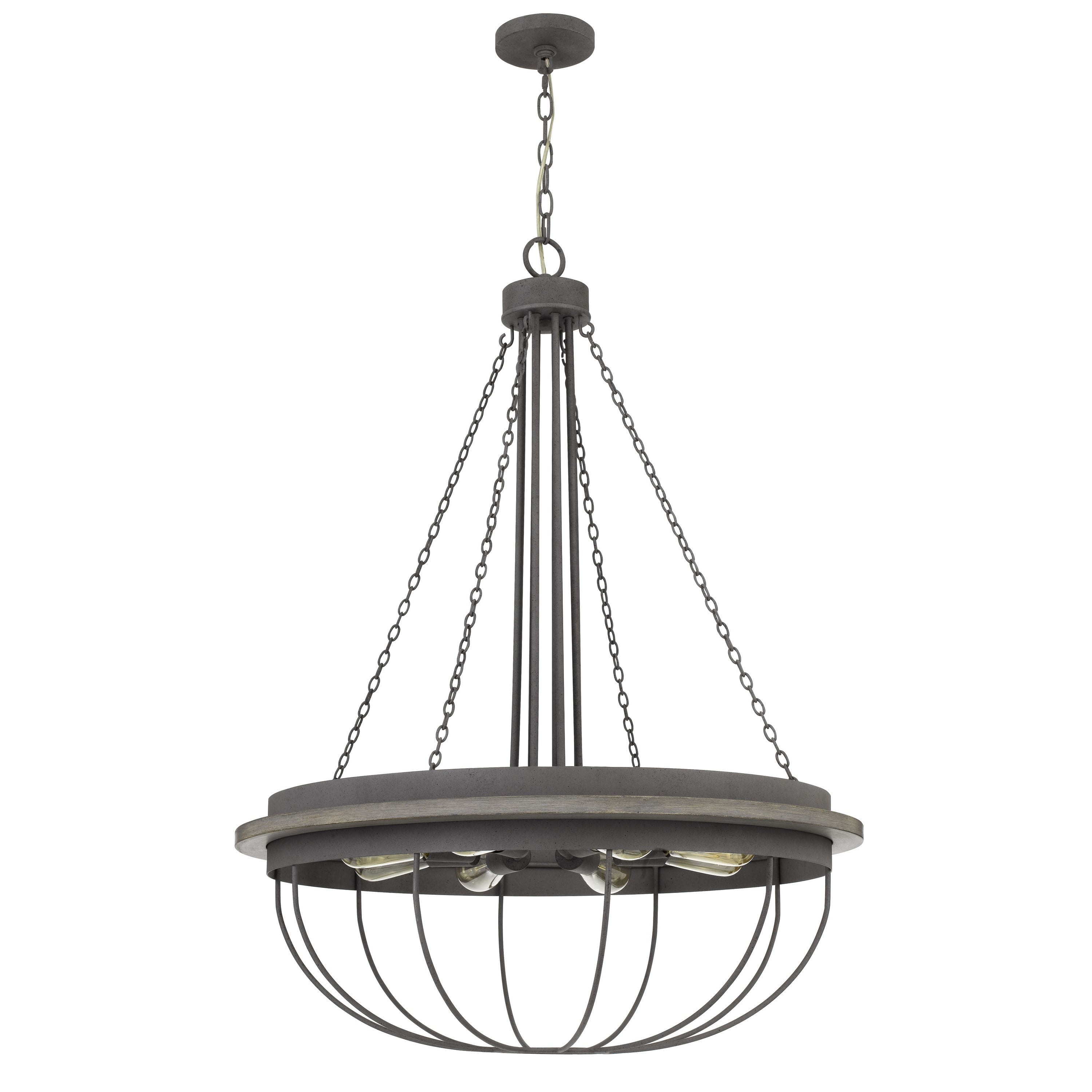 Nexy 29 Inch Chandelier, 8 Light Bulb Sockets, Gray Metal Cage Design ...