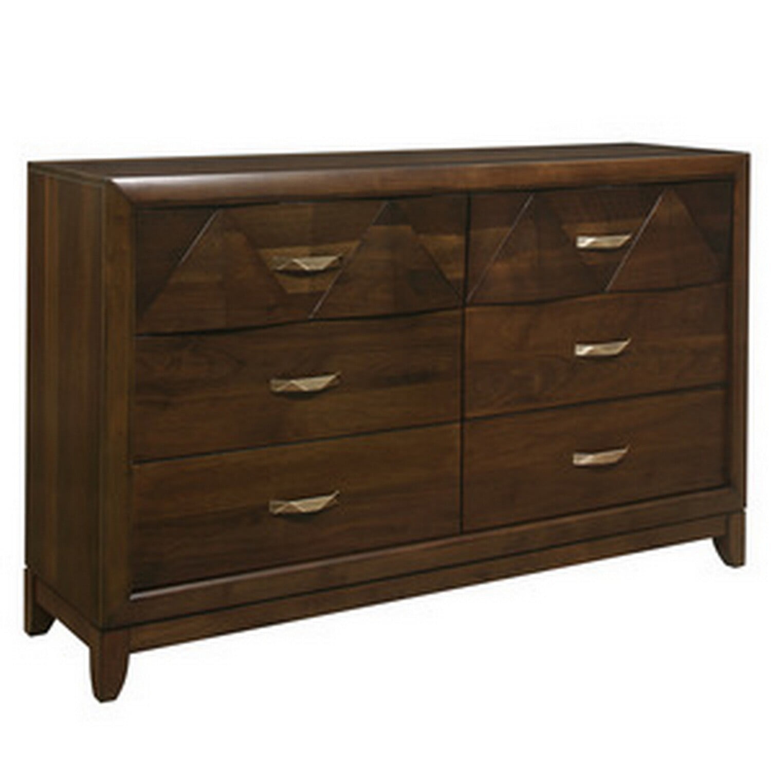 Benjara Nibo 60 Inch Wide Dresser, 6 Drawers, Satin Brass Handles ...